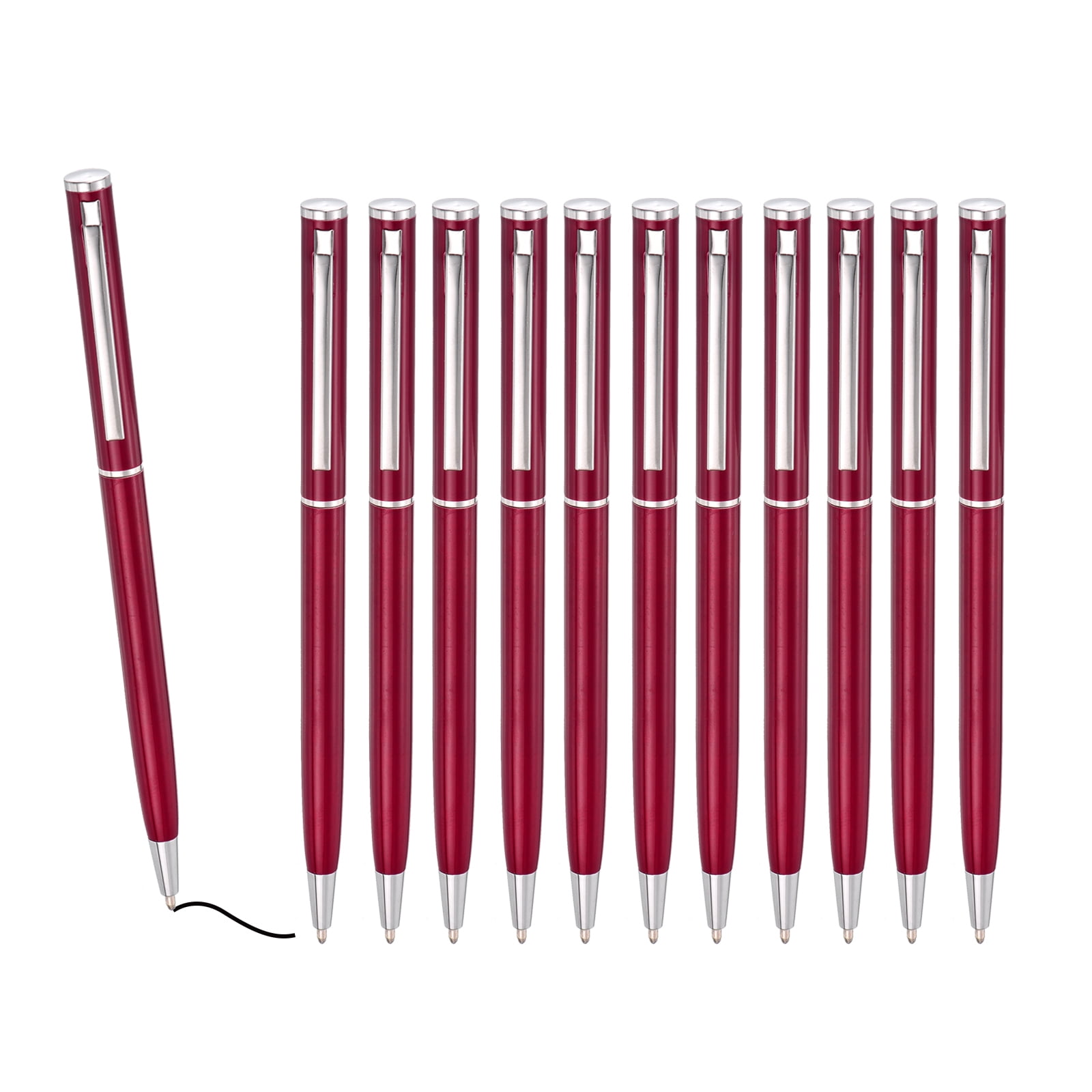 Uxcell Slim Metallic Ballpoint Pen, Black Ink 1mm Medium Point Pen ...