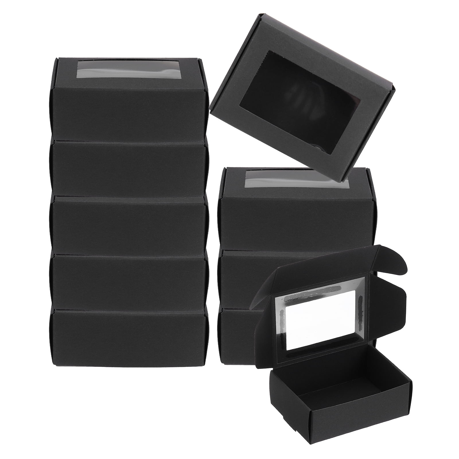 Uxcell Small Black Paper Gift Boxes with Window, 50 Pack for Treat ...