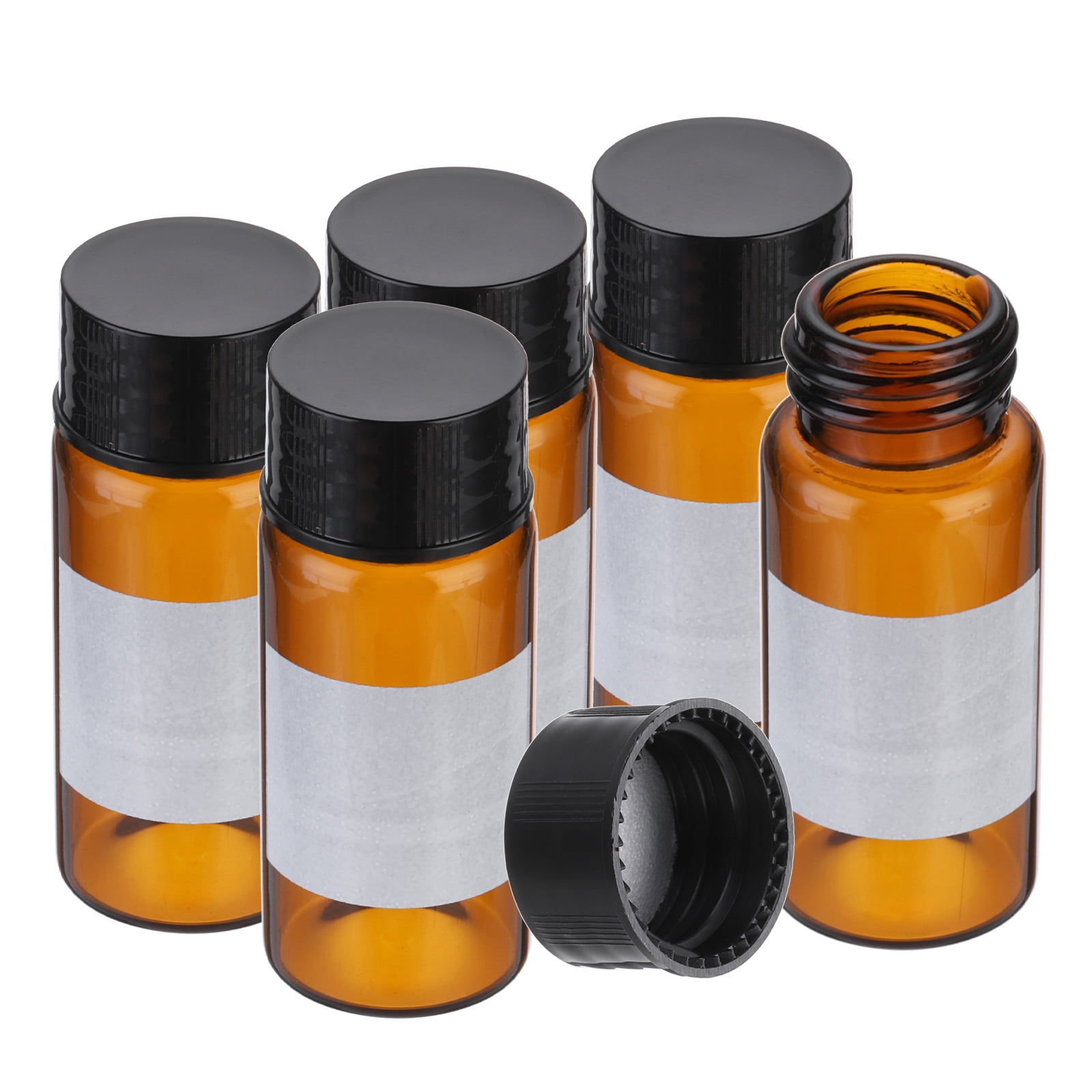 Uxcell Small Glass Sample Bottles with Lids, 5 Pcs 10ml Amber Glass ...