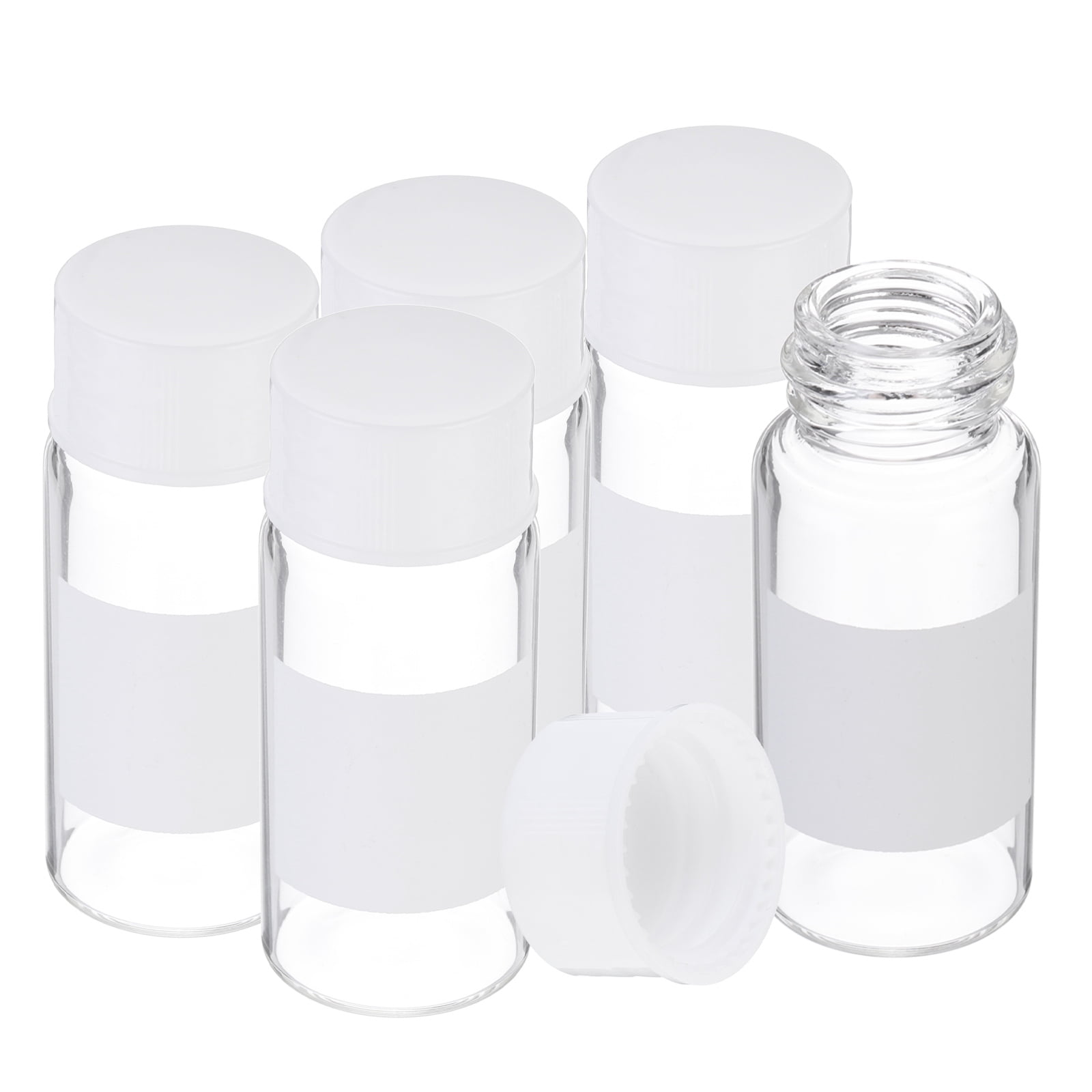 Uxcell Small Glass Sample Bottles with Lids, 5 Pcs 10ml Clear Glass ...