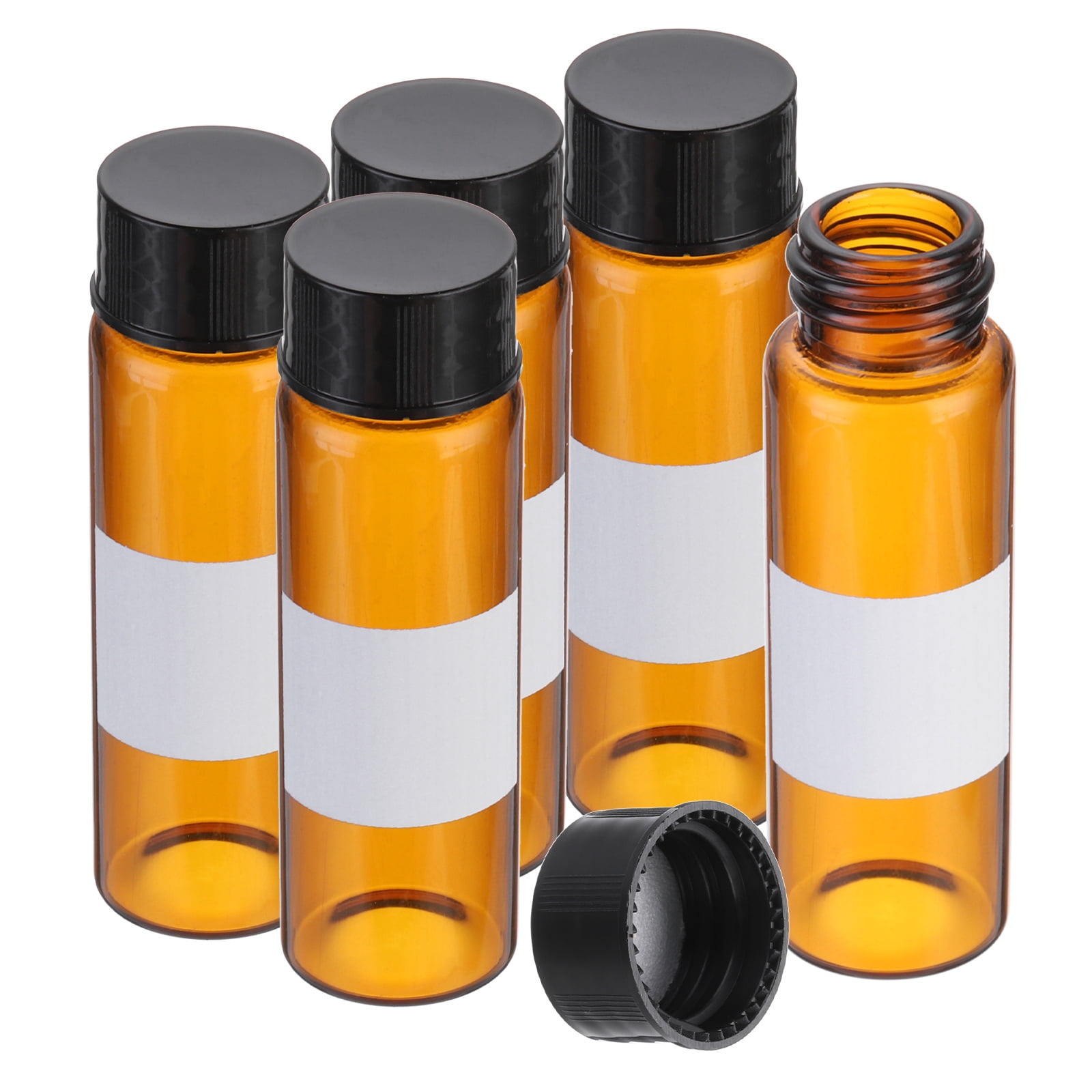 Uxcell Small Glass Sample Bottles with Lids, 5 Pcs 15ml Amber Glass ...