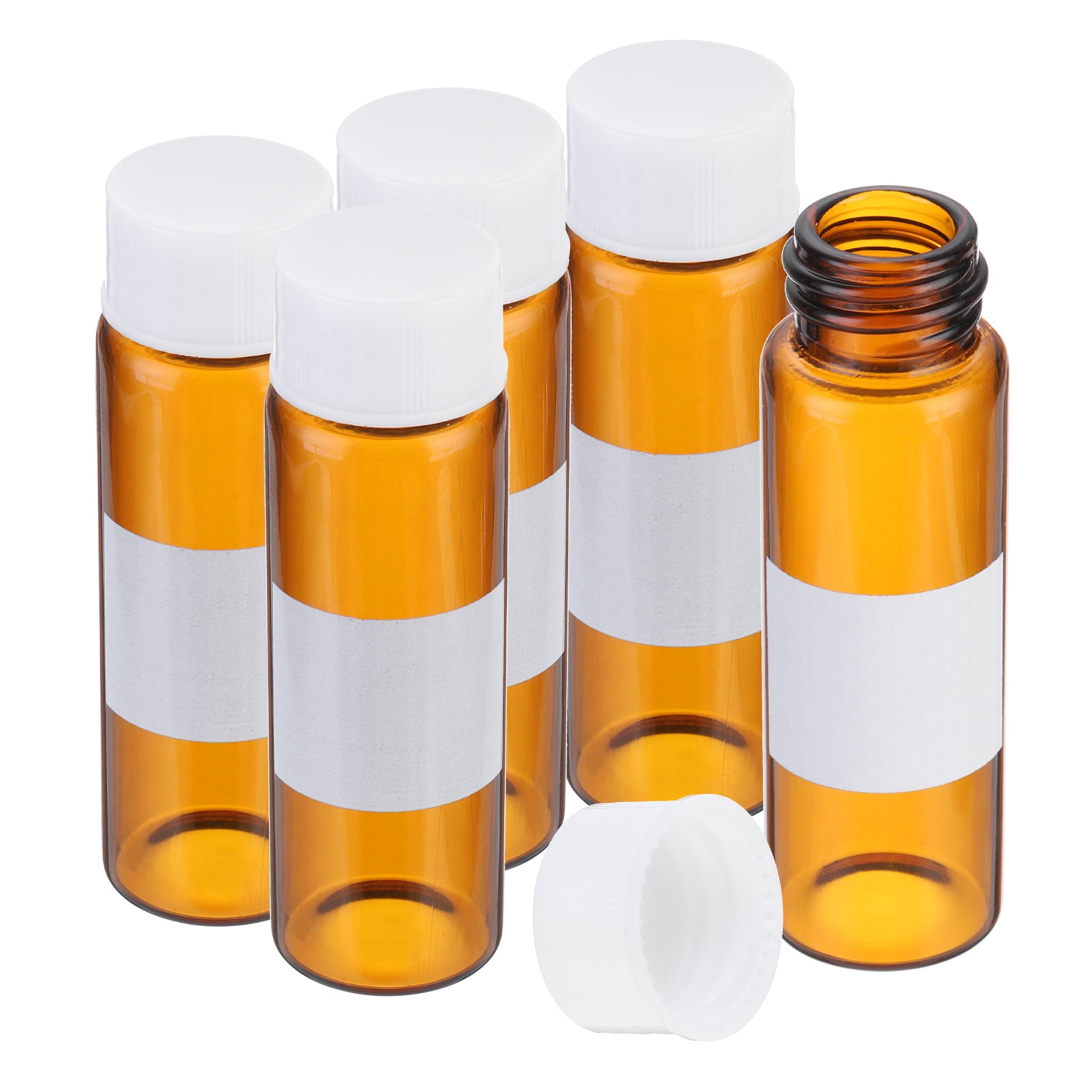Uxcell Small Glass Sample Bottles with Lids, 5 Pcs 15ml Amber Glass ...
