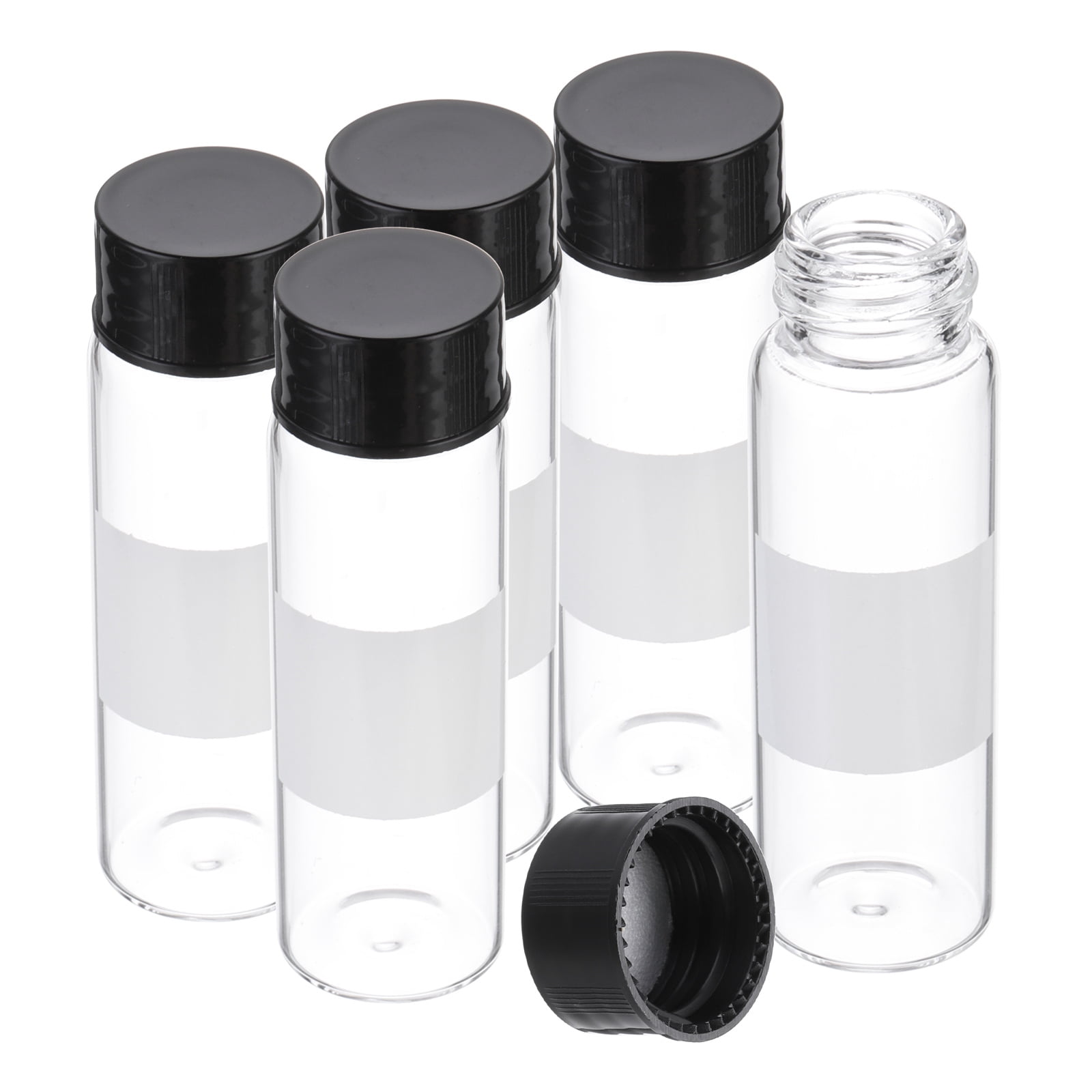 Uxcell Small Glass Sample Bottles with Lids, 5 Pcs 15ml Clear Glass ...