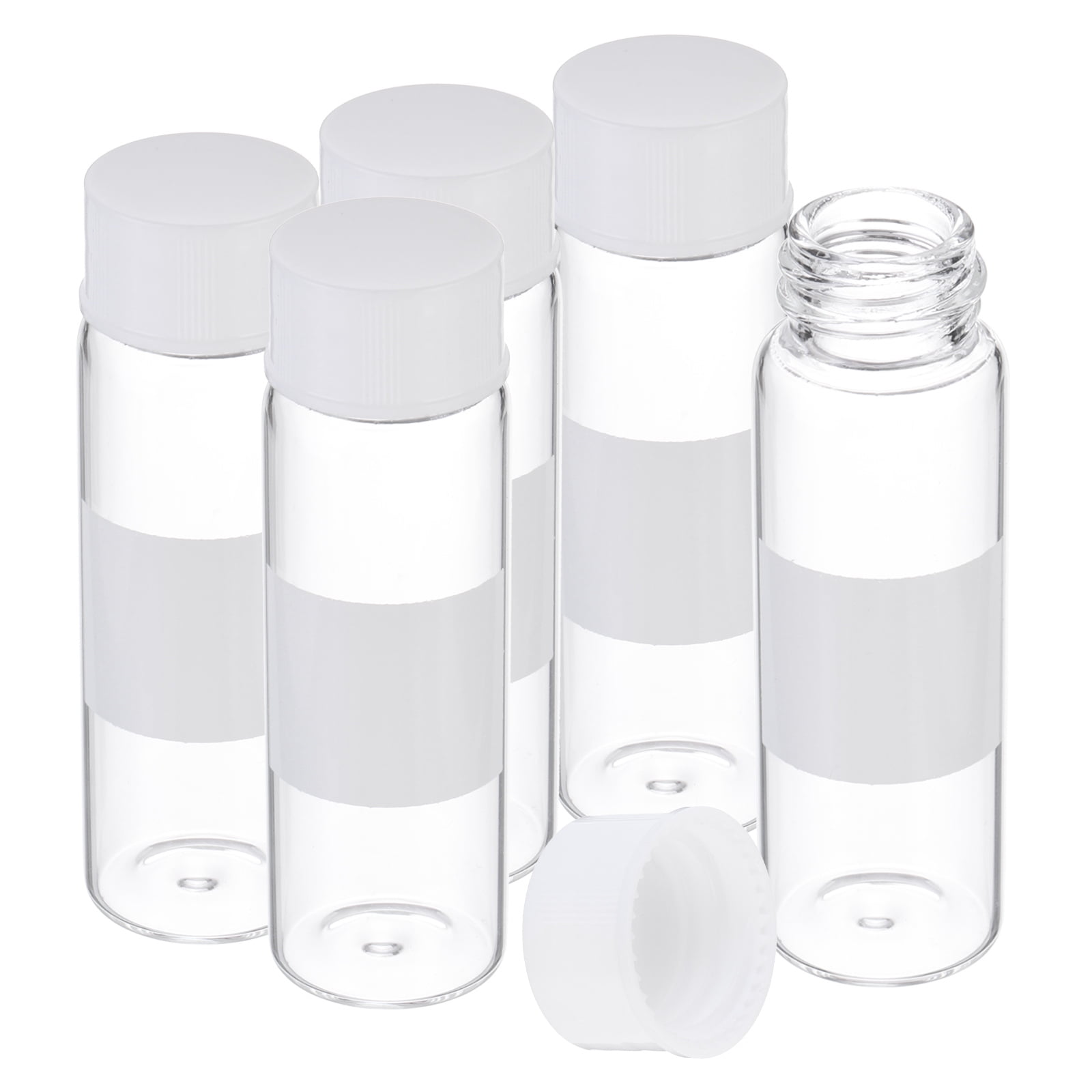 Uxcell Small Glass Sample Bottles with Lids, 5 Pcs 15ml Clear Glass ...