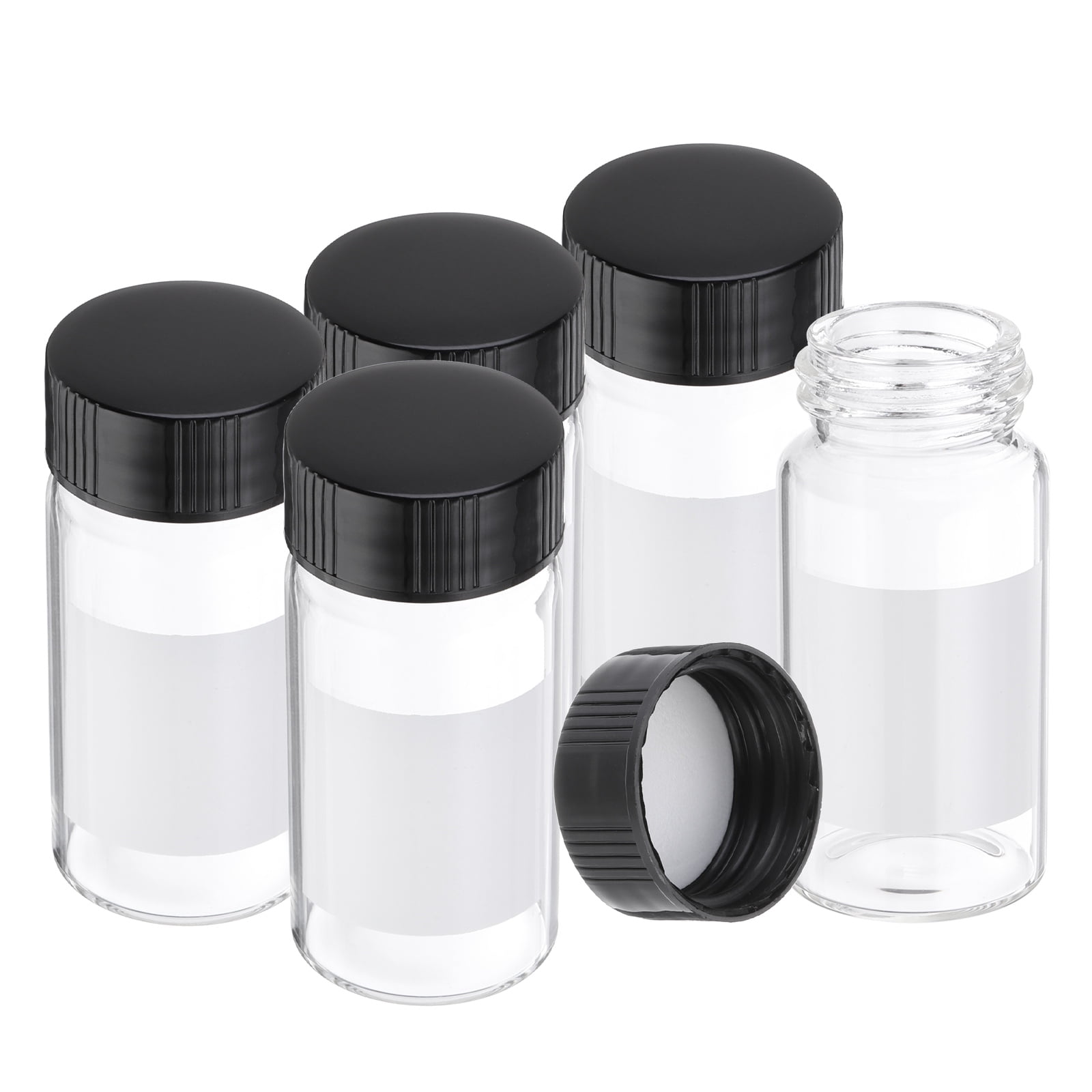 Uxcell Small Glass Sample Bottles with Lids 5 Pcs 20ml Clear Glass ...