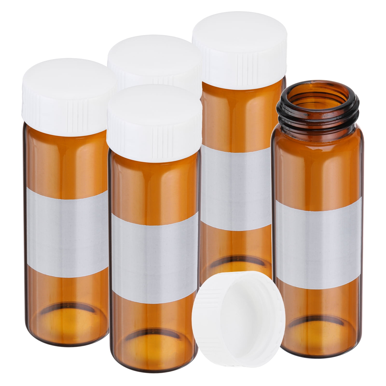 Uxcell Small Glass Sample Bottles with Lids, 5 Pcs 30ml Amber Glass ...