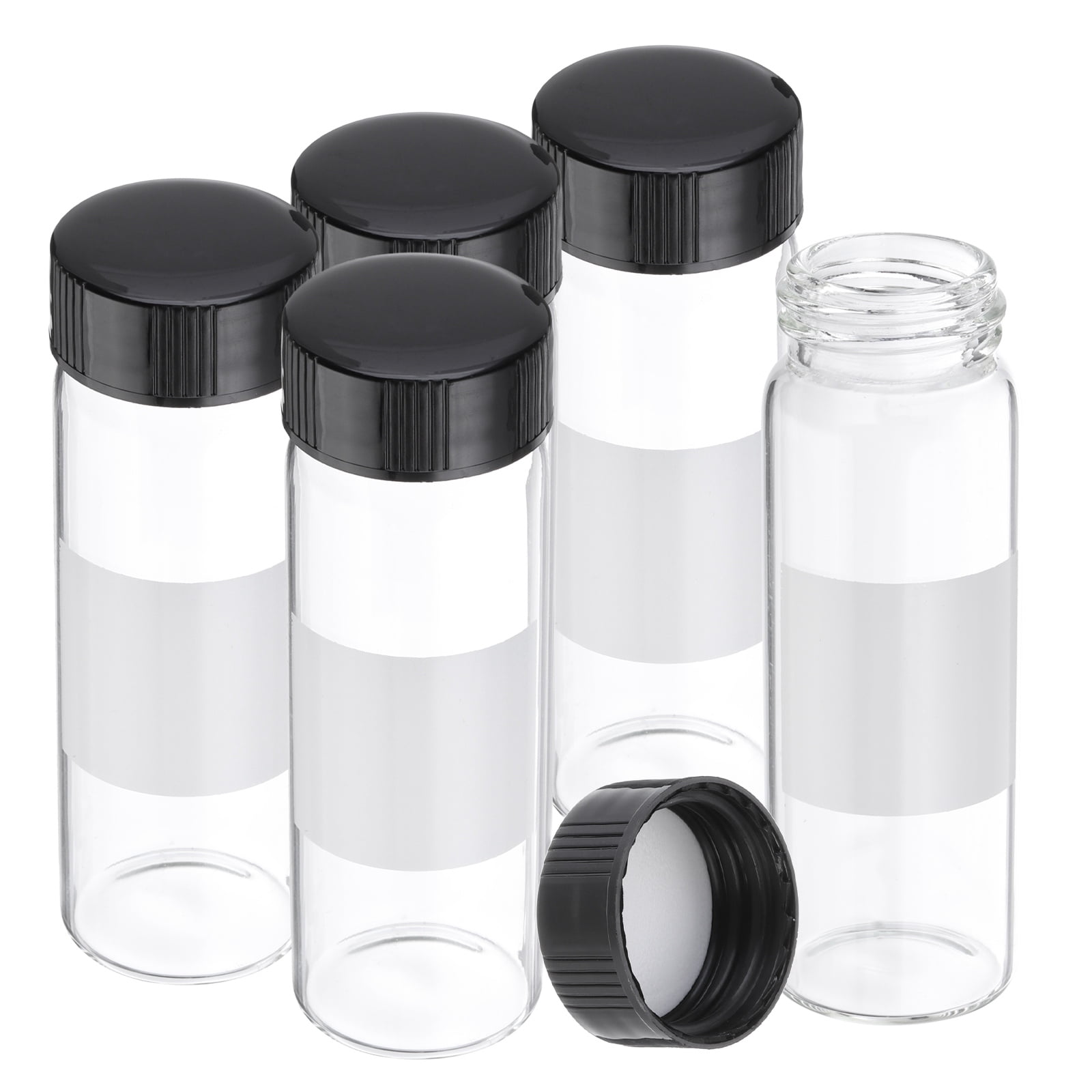 Uxcell Small Glass Sample Bottles with Lids, 5 Pcs 30ml Clear Glass ...