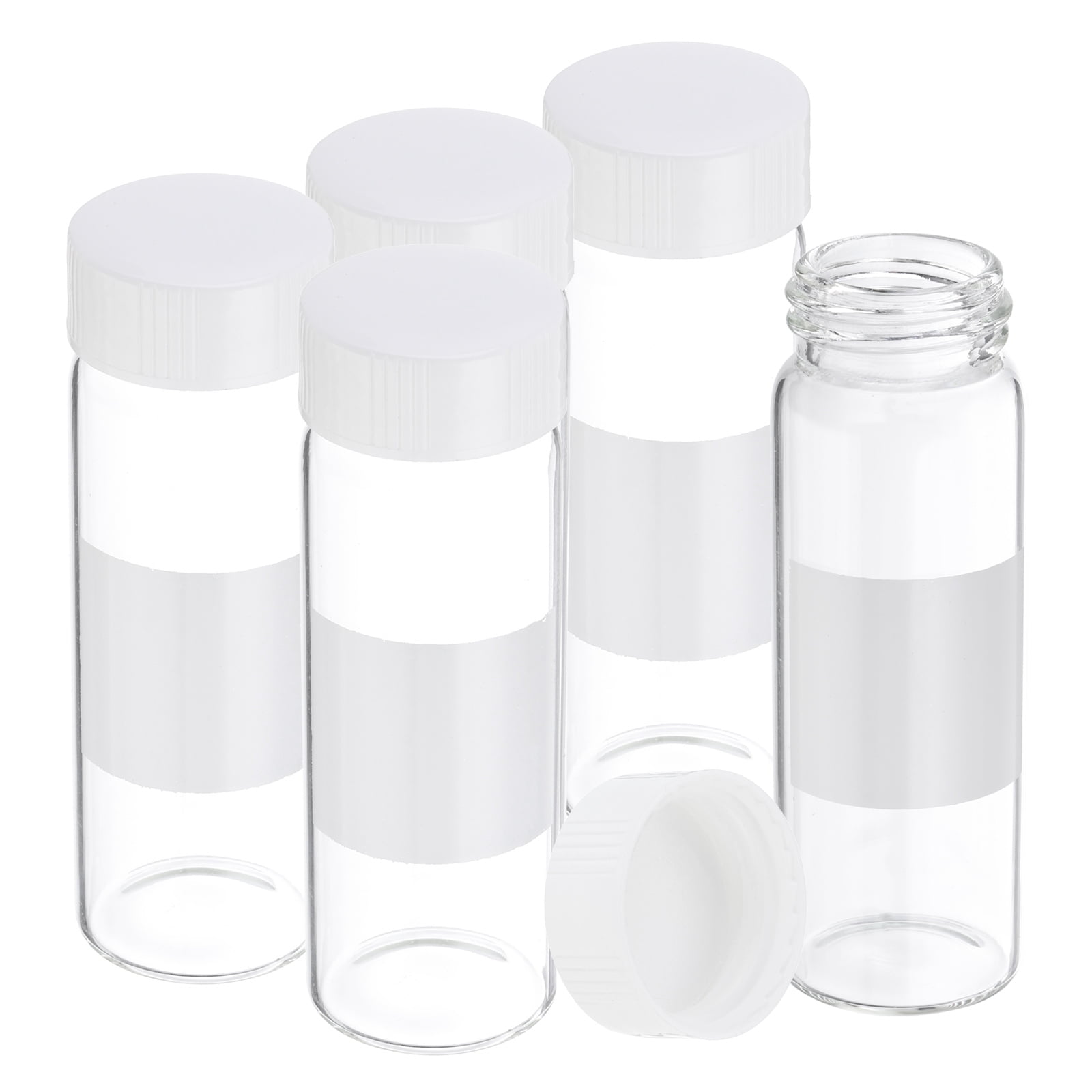 Uxcell Small Glass Sample Bottles with Lids, 5 Pcs 30ml Clear Glass ...
