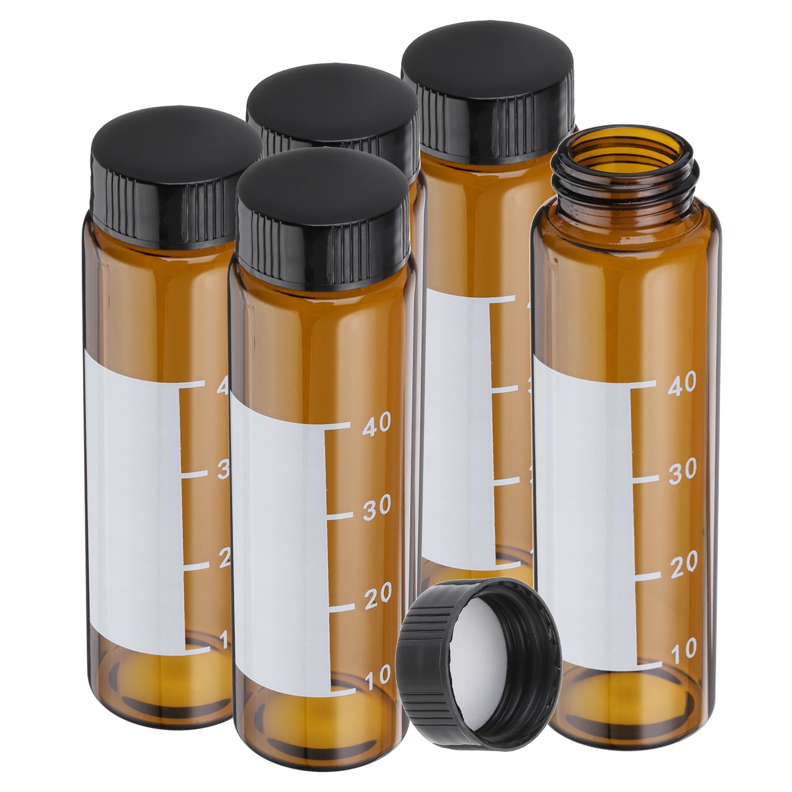 Uxcell Small Glass Sample Bottles with Lids, 5 Pcs 50ml Amber Glass ...