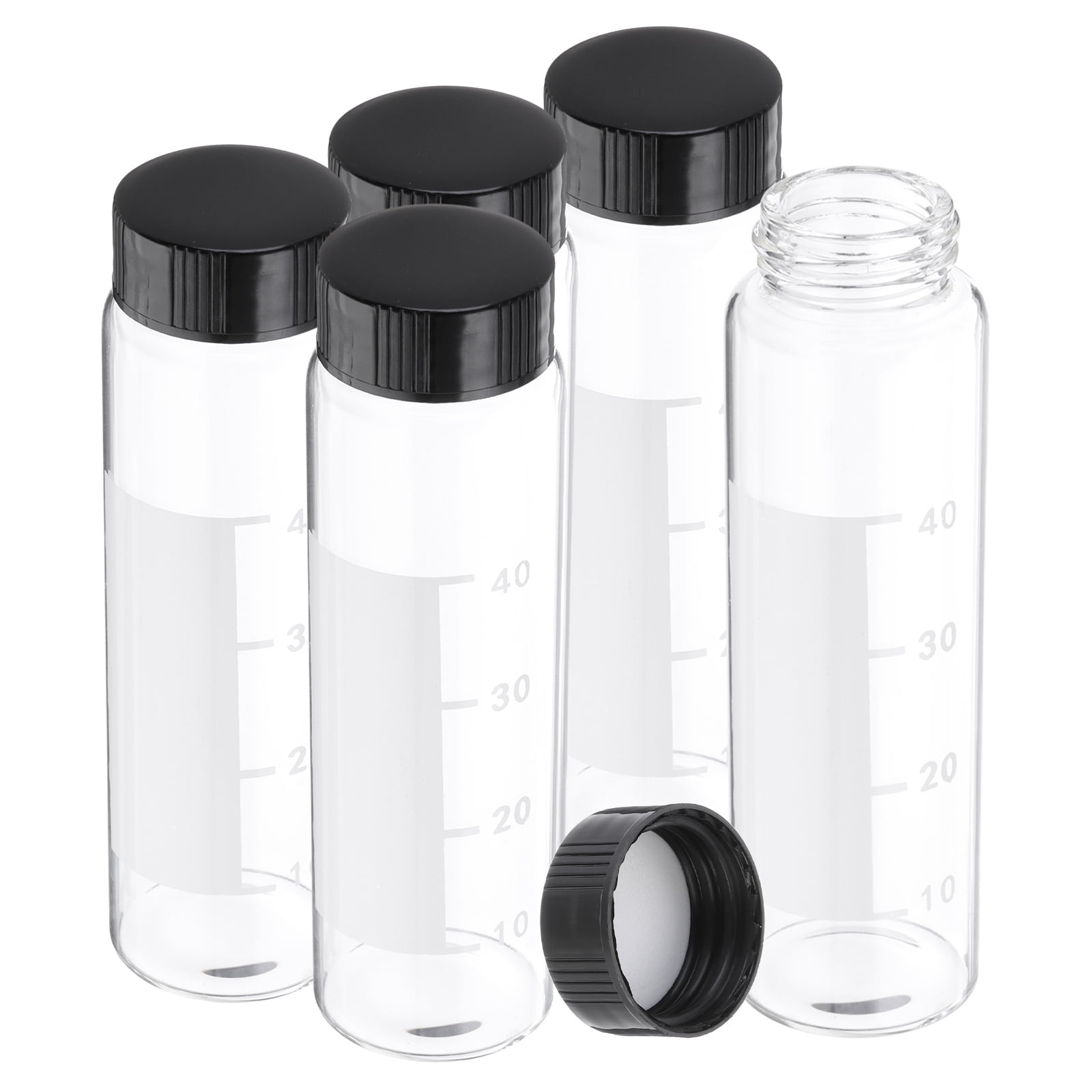 Uxcell Small Glass Sample Bottles with Lids, 5 Pcs 50ml Clear Glass ...