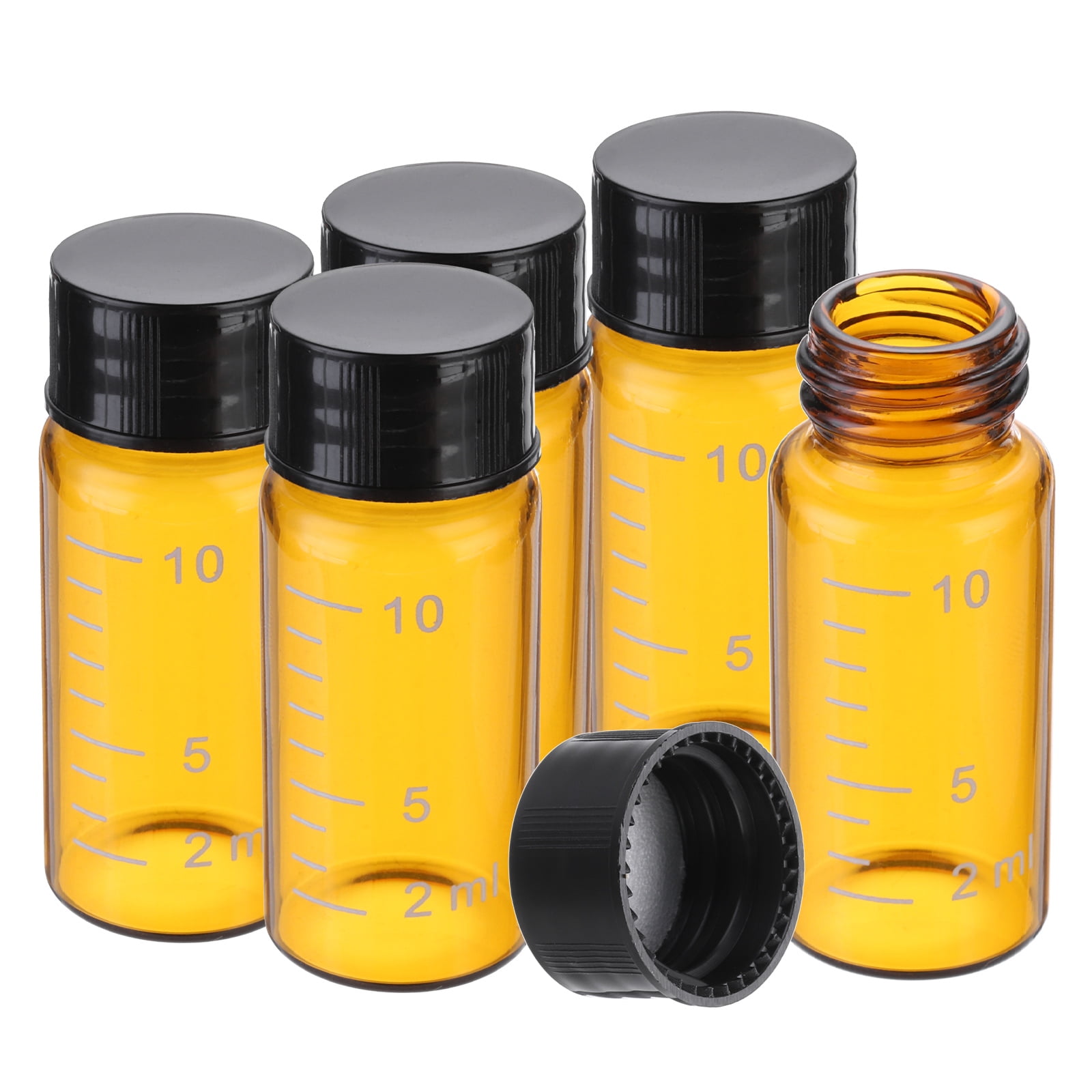 Uxcell Small Glass Sample Bottles with Lids, 5 pcs 10ml Amber Glass ...