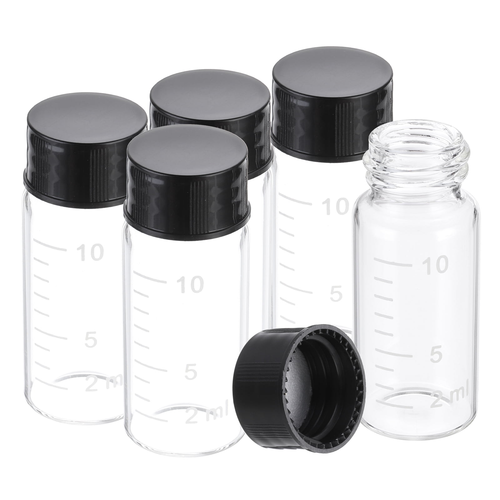 Uxcell Small Glass Sample Bottles with Lids, 5 pcs 10ml Clear Glass ...