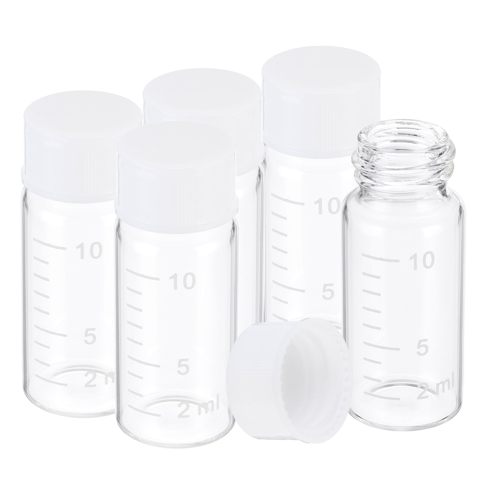 Uxcell Small Glass Sample Bottles with Lids, 5 pcs 10ml Clear Glass ...