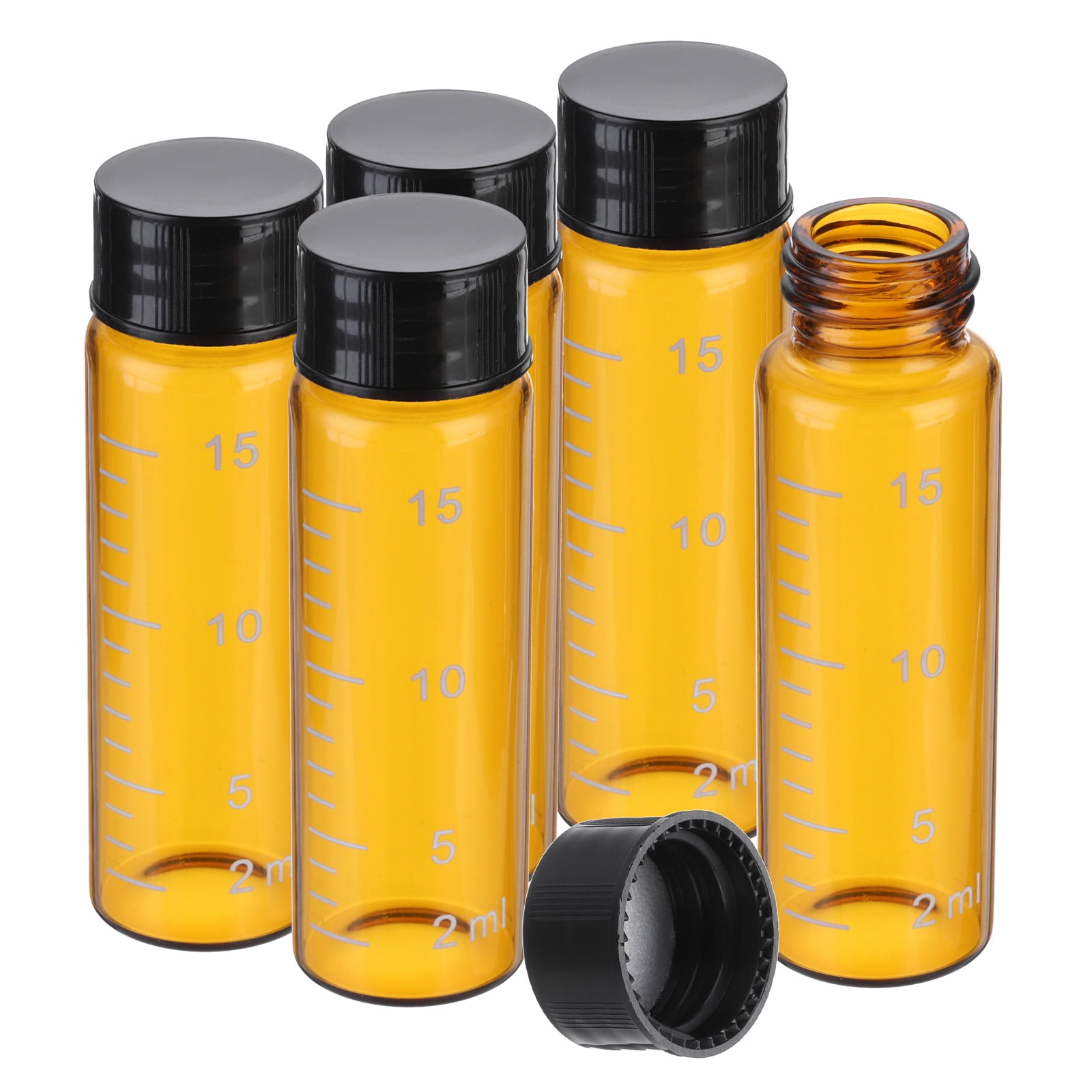 Uxcell Small Glass Sample Bottles with Lids, 5 pcs 15ml Amber Glass ...