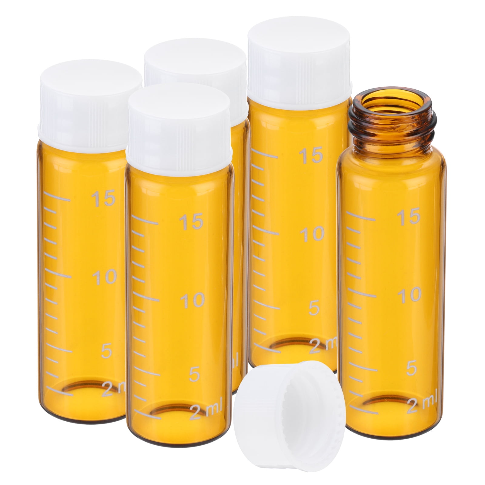 Uxcell Small Glass Sample Bottles with Lids, 5 pcs 15ml Amber Glass ...
