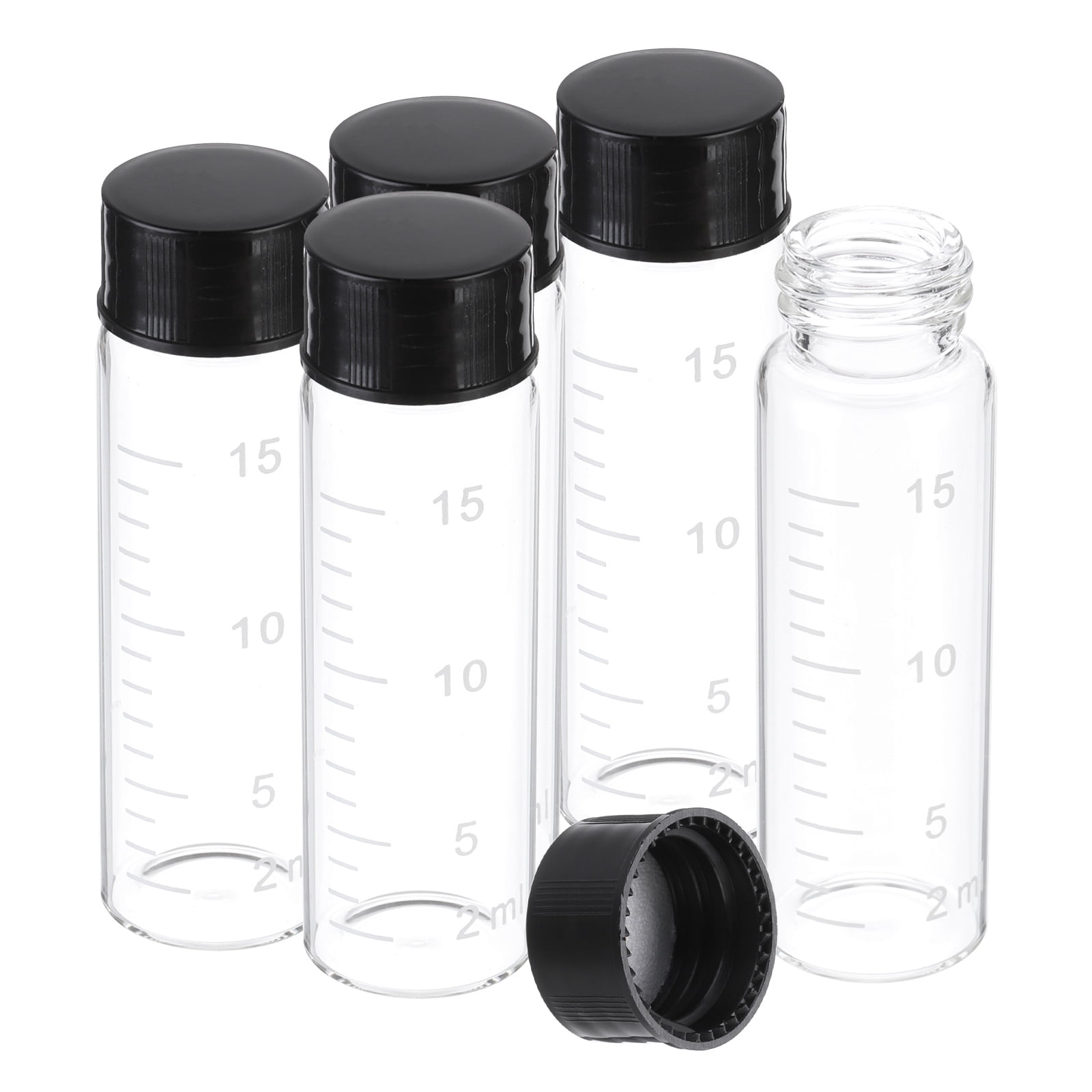 Uxcell Small Glass Sample Bottles with Lids, 5 pcs 15ml Clear Glass ...