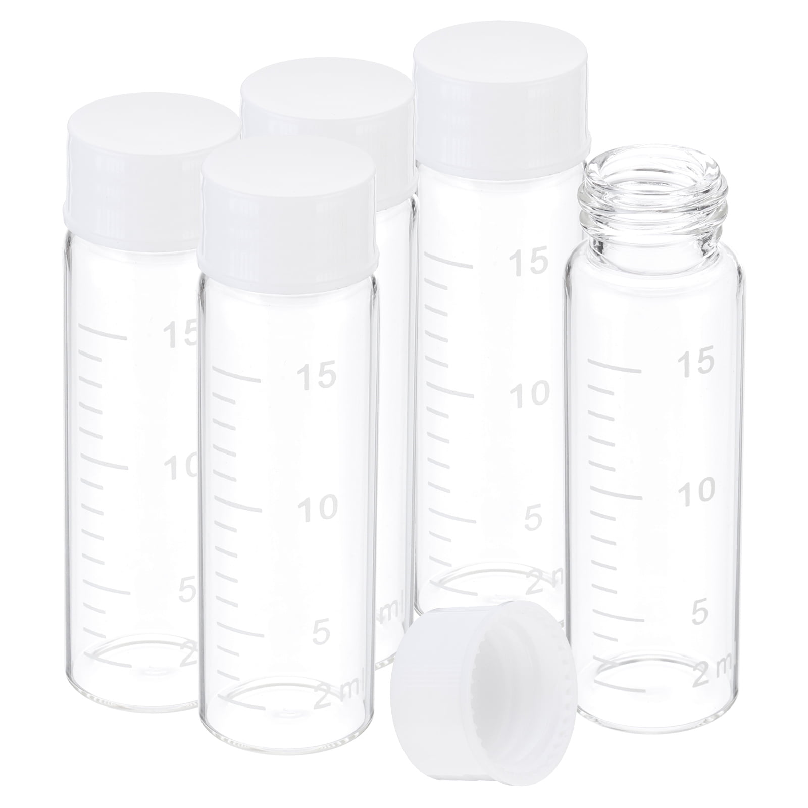 Uxcell Small Glass Sample Bottles with Lids, 5 pcs 15ml Clear Glass ...