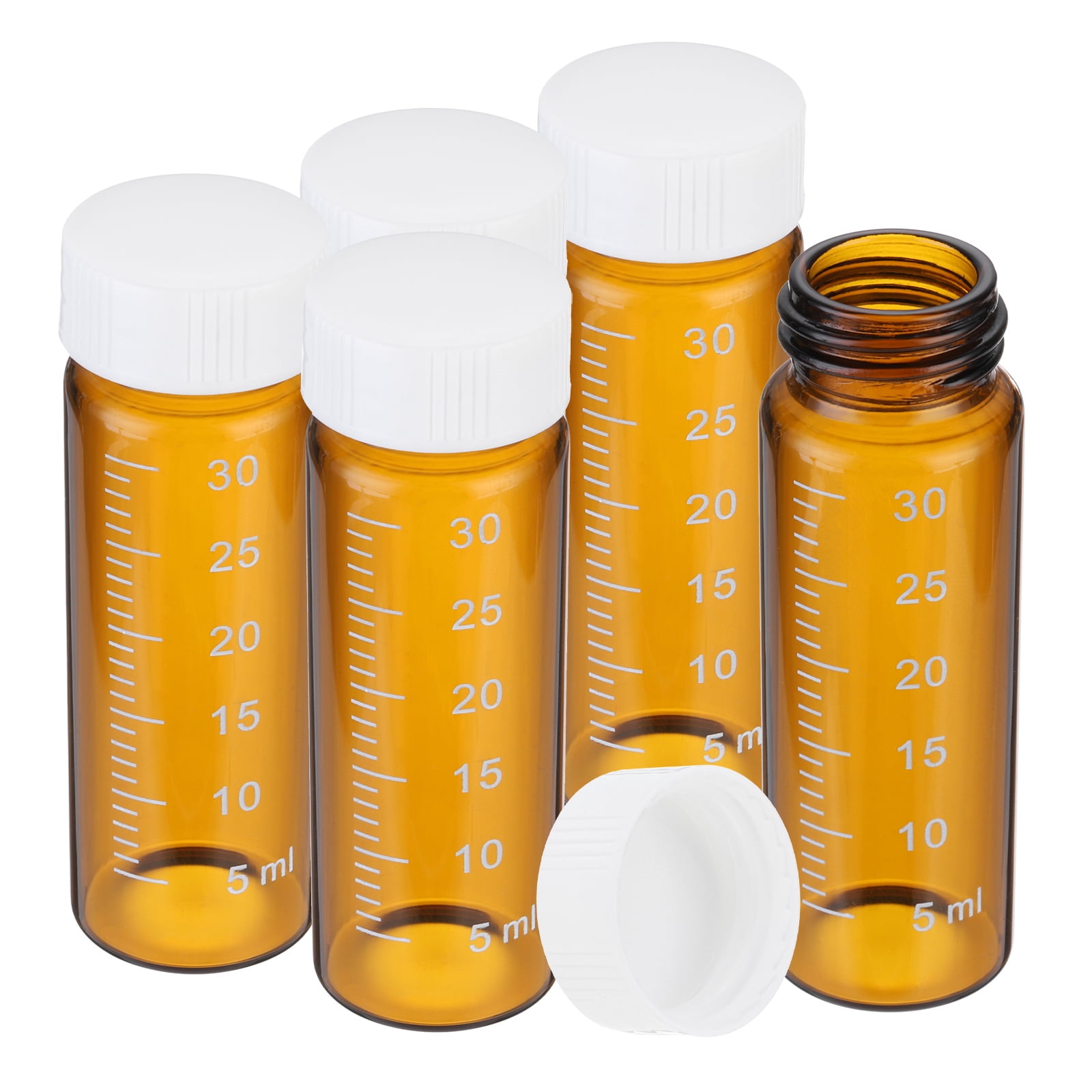 Uxcell Small Glass Sample Bottles with Lids, 5 pcs 30ml Amber Glass ...