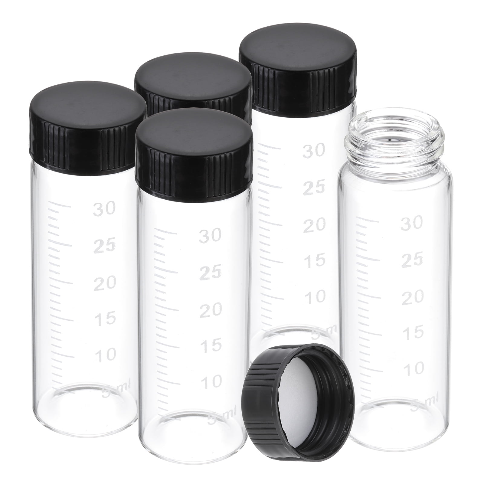 Uxcell Small Glass Sample Bottles with Lids, 5 pcs 30ml Clear Glass ...