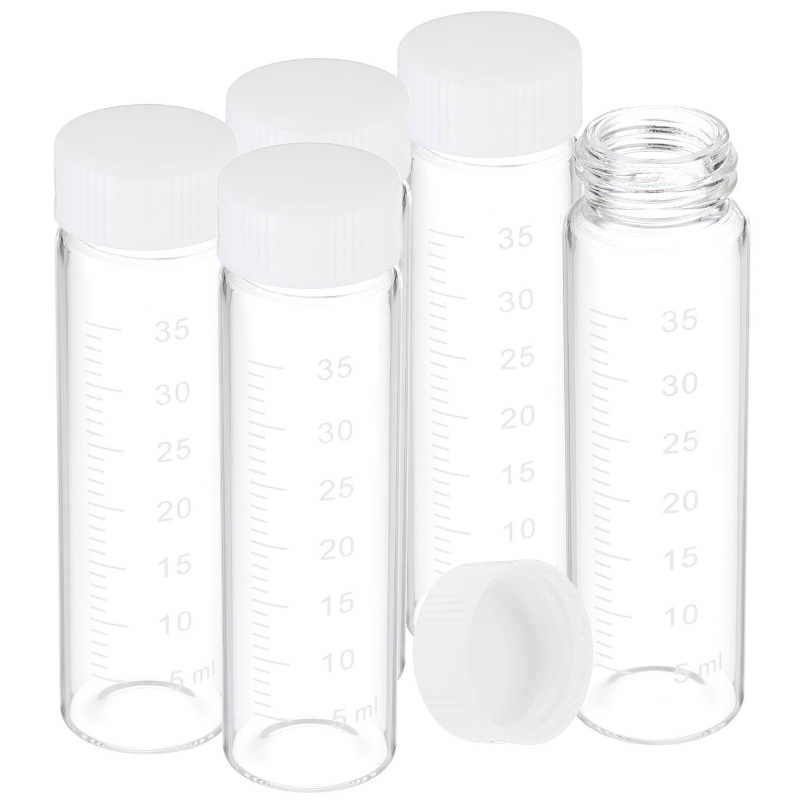Uxcell Small Glass Sample Bottles with Lids, 5 pcs 40ml Clear Glass ...