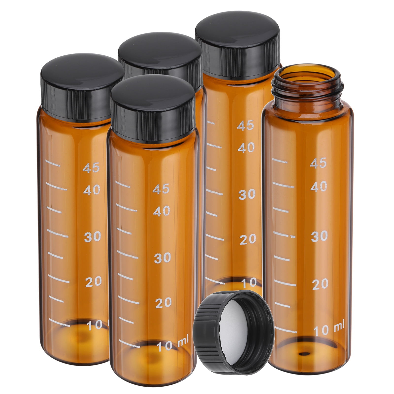 Uxcell Small Glass Sample Bottles with Lids, 5 pcs 50ml Amber Glass ...