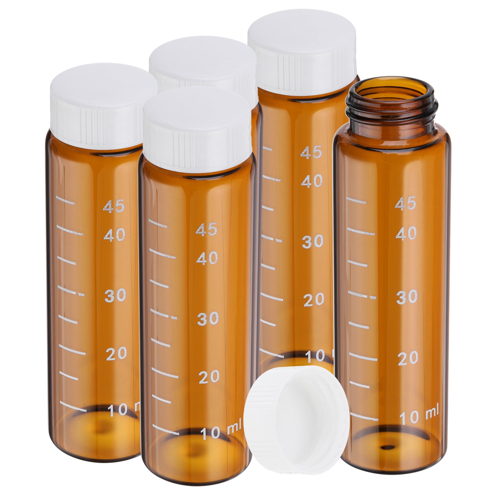 Uxcell Small Glass Sample Bottles with Lids, 5 pcs 50ml Amber Glass ...