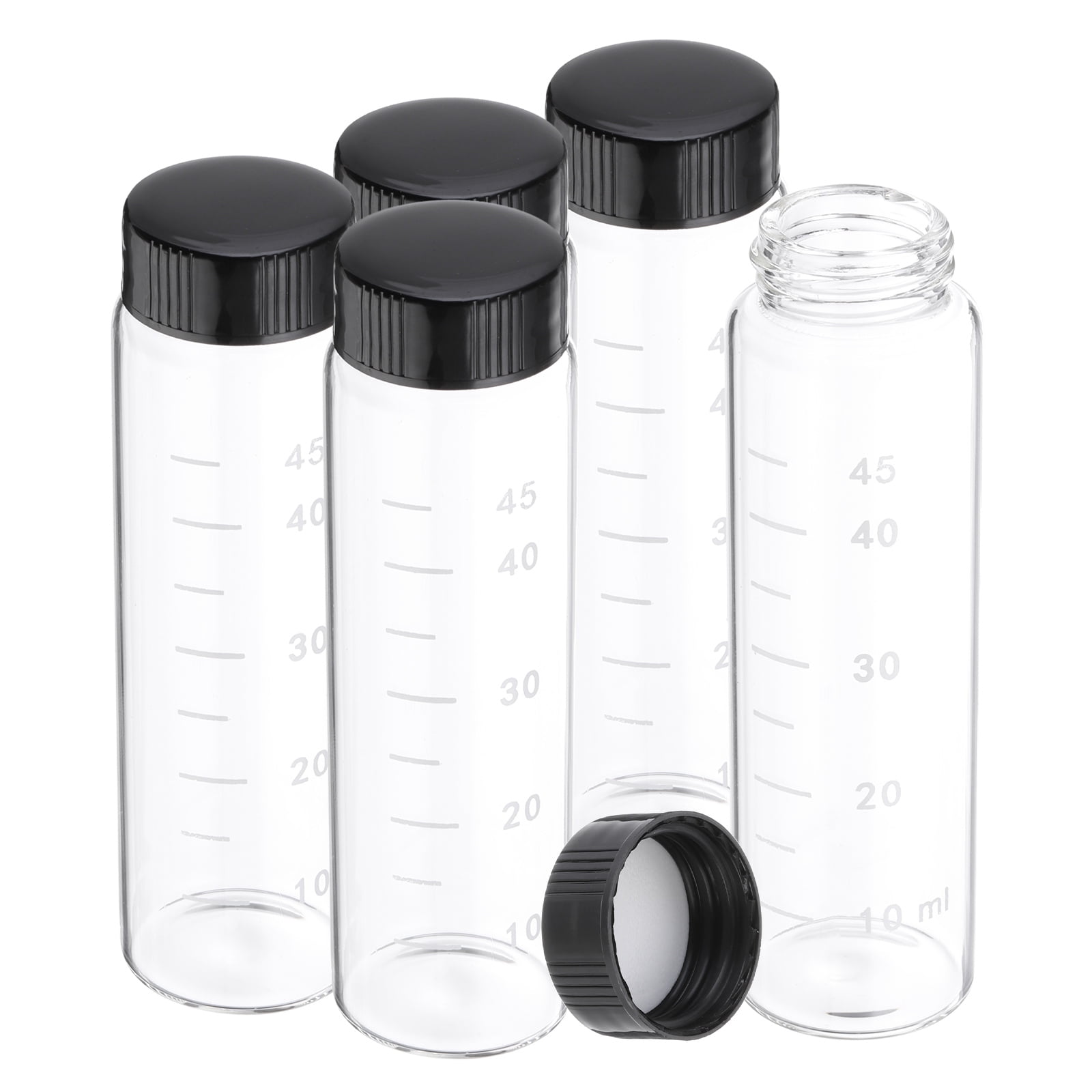 Uxcell Small Glass Sample Bottles with Lids, 5 pcs 50ml Clear Glass ...