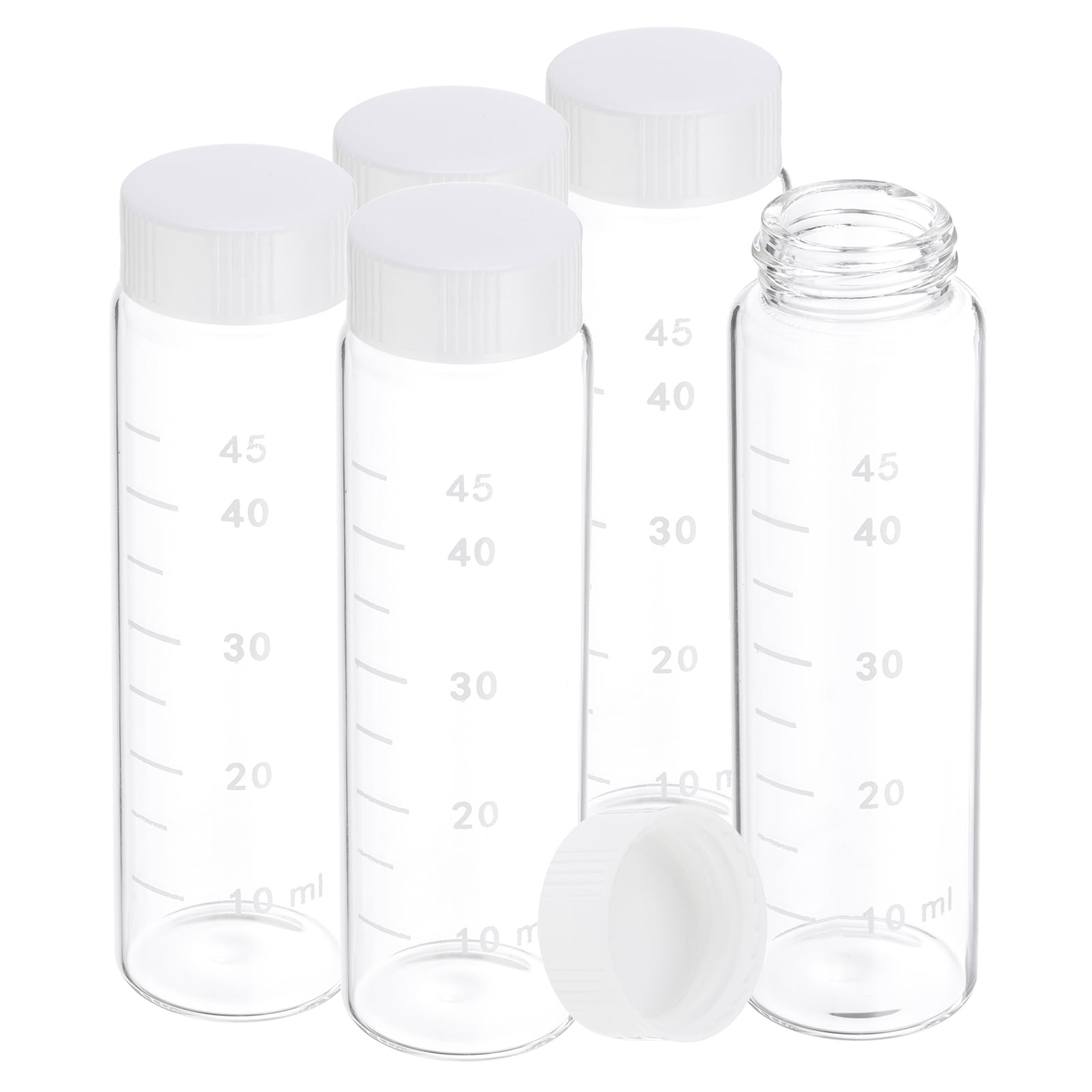 Uxcell Small Glass Sample Bottles with Lids, 5 pcs 50ml Clear Glass ...