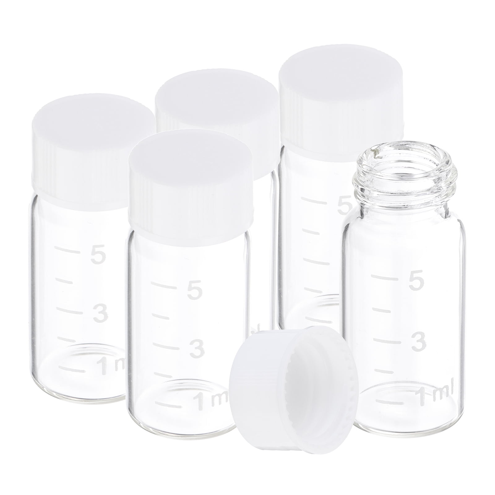 Uxcell Small Glass Sample Bottles with Lids, 5 pcs 5ml Clear Glass ...