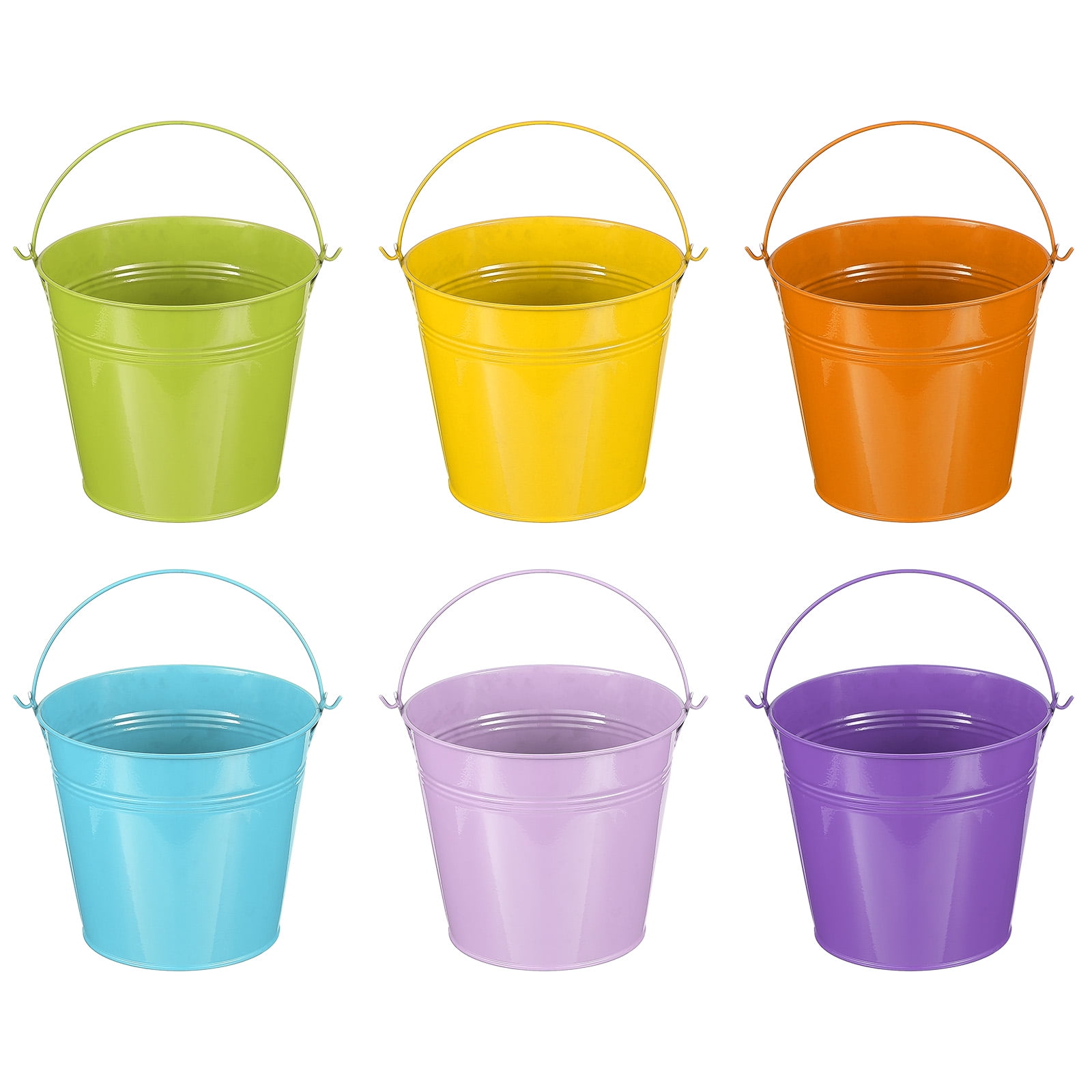 Uxcell Small Metal Buckets with Handles, Mini Galvanized Bucket ...
