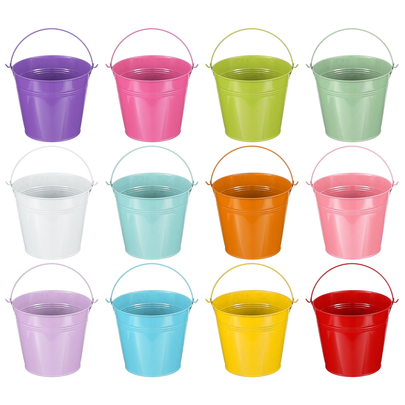 Uxcell Small Metal Buckets with Handle Mini Galvanized Bucket Colorful ...