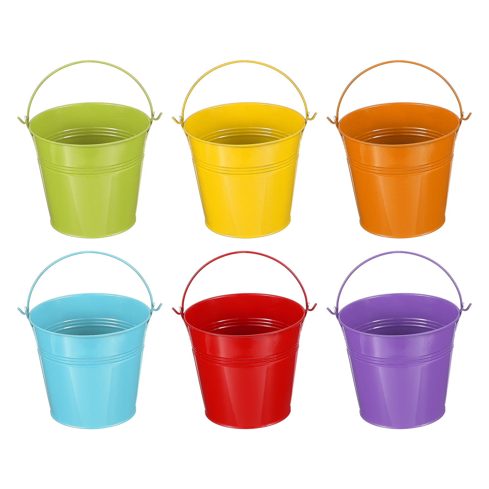 Uxcell Small Metal Buckets with Handle Mini Galvanized Bucket Colorful ...