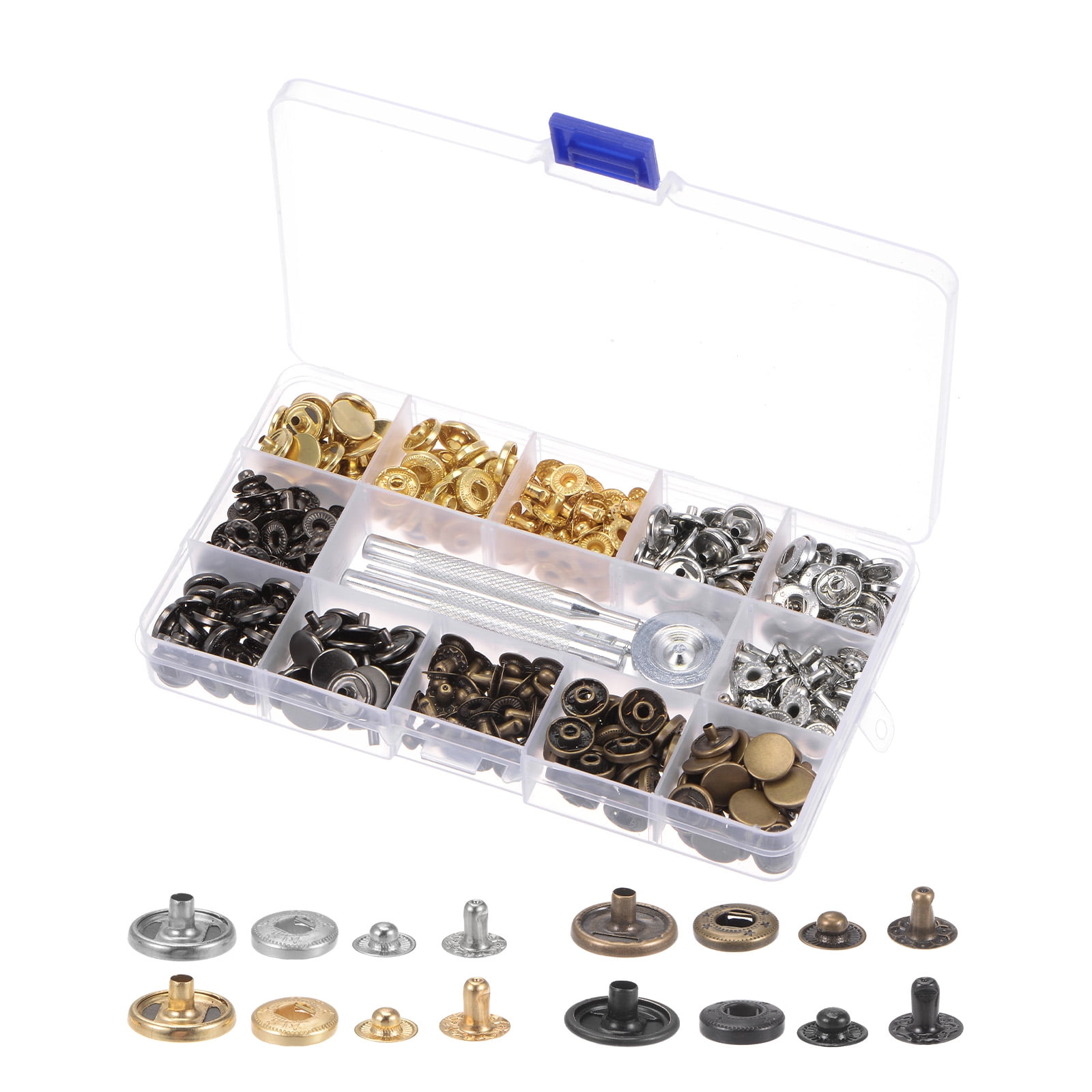 Uxcell Snap Fasteners Kit Copper with Setter Tools & Storage Box for ...