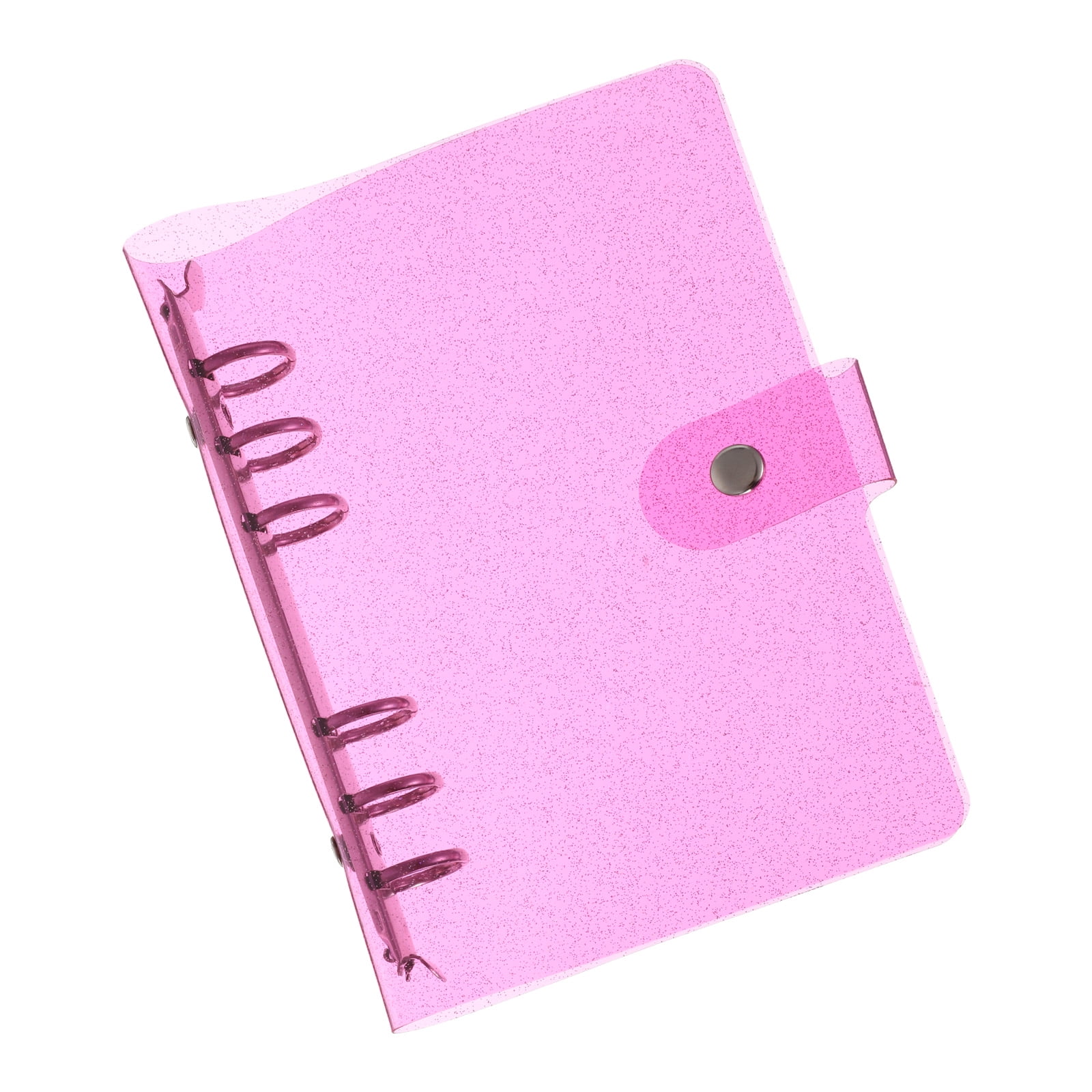 Uxcell A5 Bling Clear Binder Cover with Snap Button Closure, Pink ...