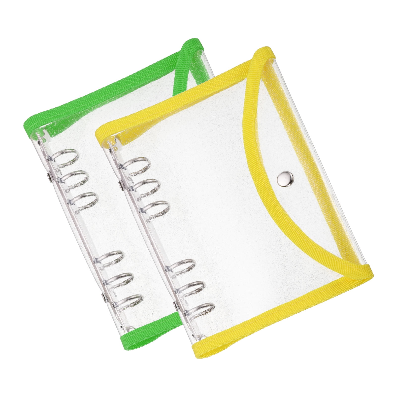 Uxcell Soft PVC A6 Bling Clear Binder Cover with Snap Button Closure ...