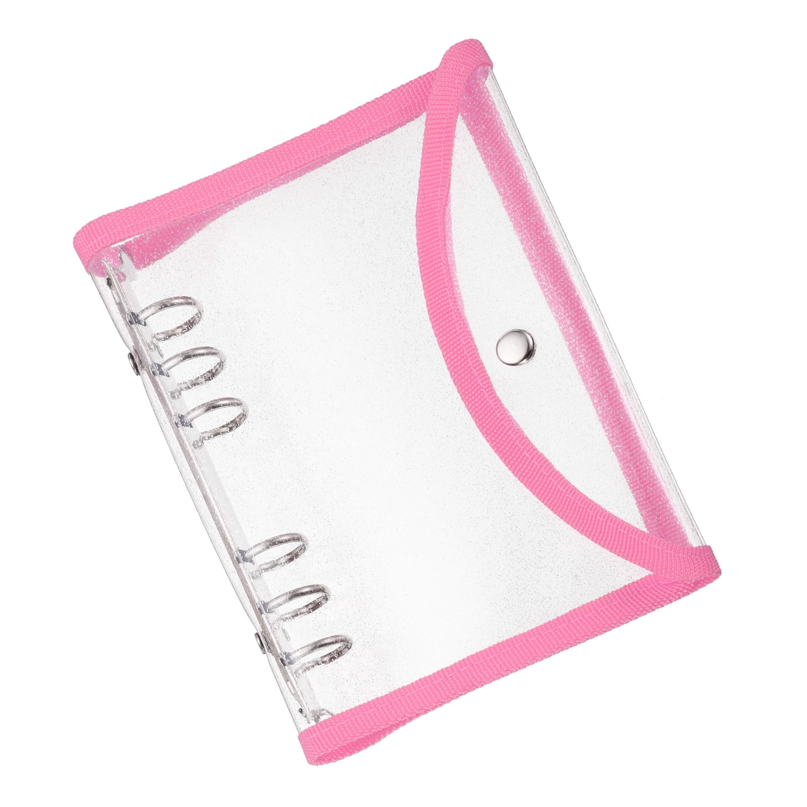 Uxcell A6 Bling Clear Binder Covers with Snap Button Closure, Pink ...