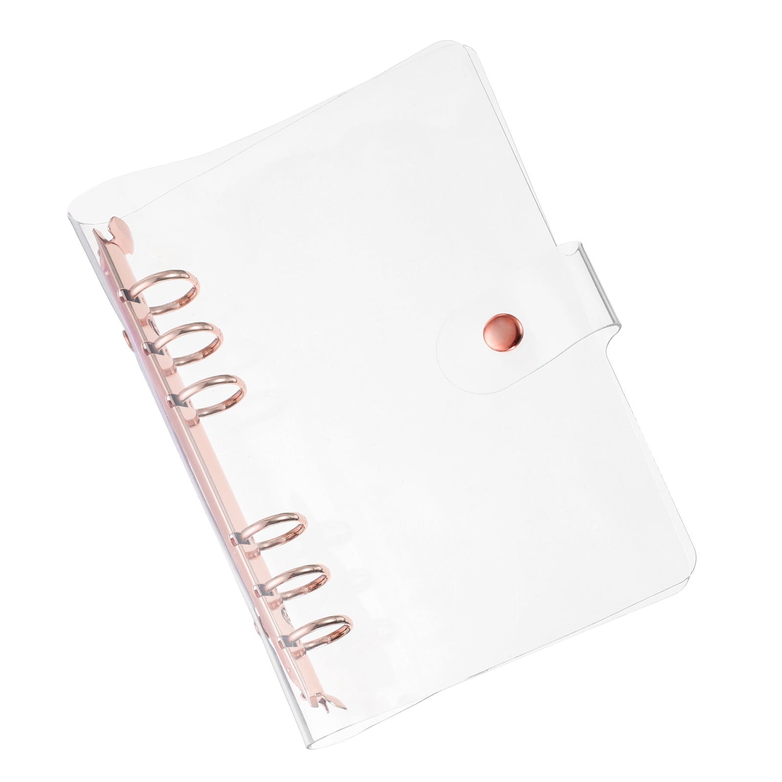 Uxcell A6 Clear Binder Cover with Snap Button Closure 6 Ring, Rose Gold ...