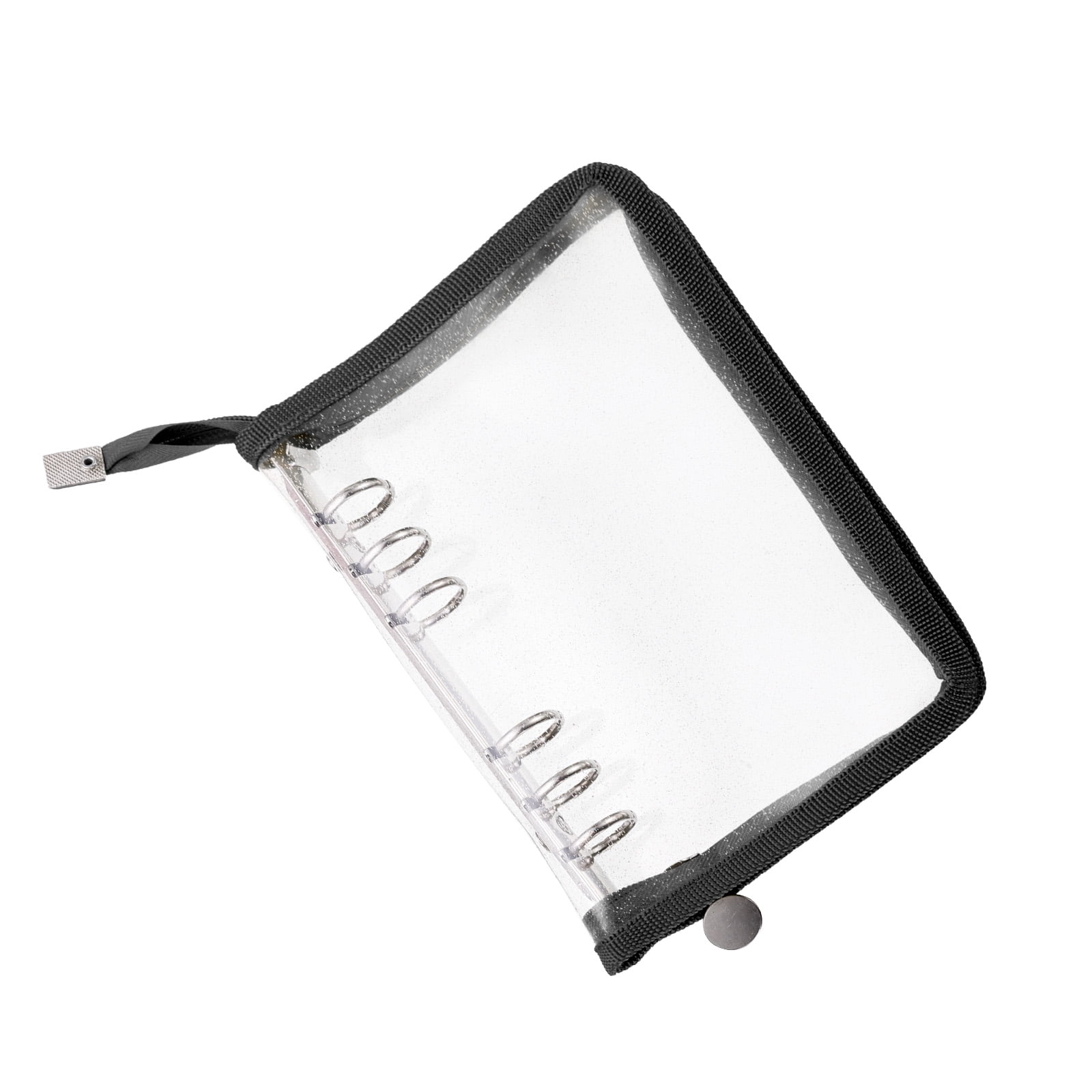Uxcell Soft A7 Bling Clear Binder Cover with Zipper, Black - Walmart.com