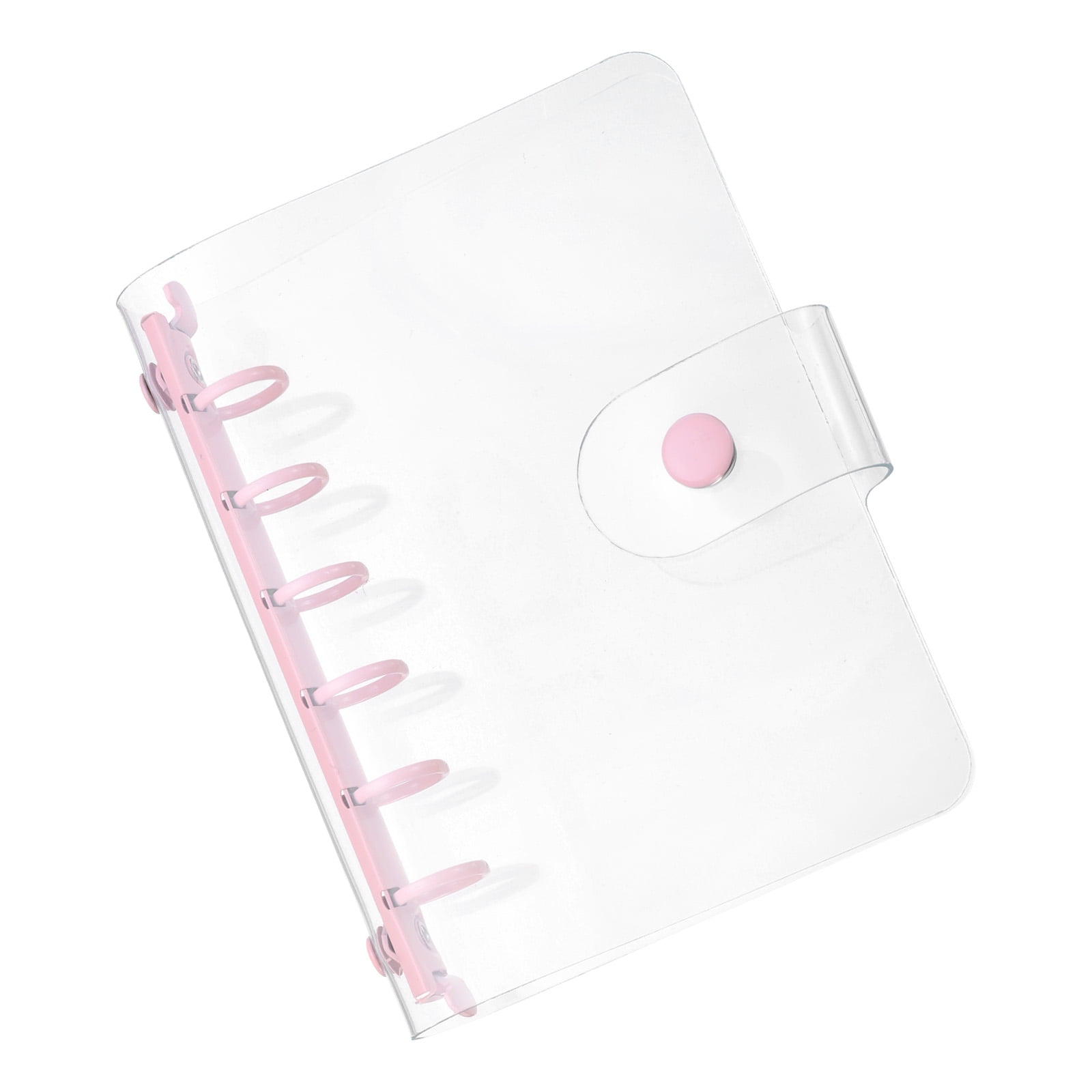 Uxcell Soft A7 Clear Binder Cover with Snap Button Closure 6 Ring, Pink ...
