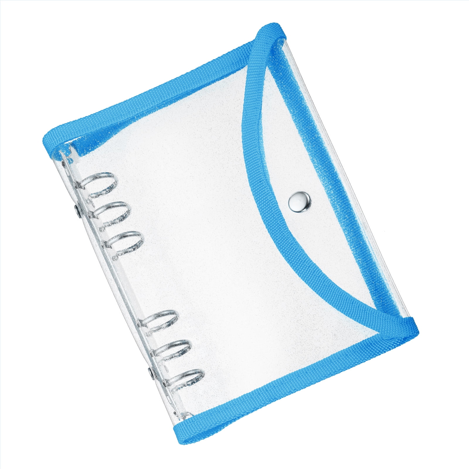 Uxcell Soft Bling A6 Clear Binder Covers with Snap Button Closure, Blue ...