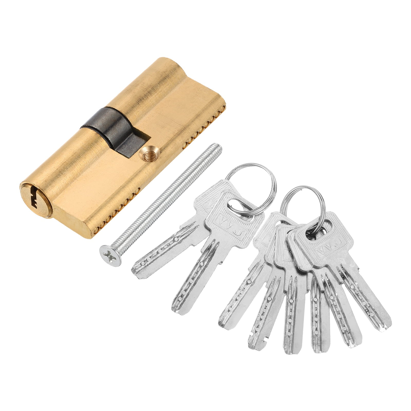 Uxcell Solid Brass Lock Cylinder (75mm 37.5/37.5) - Double Lock Doors ...