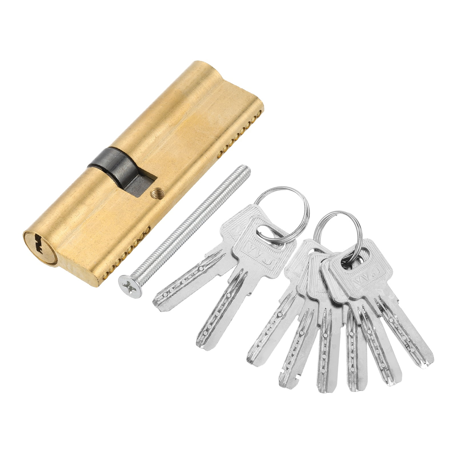 Uxcell Solid Brass Lock Cylinder (90mm 37.5/52.5) - Double Lock Doors ...