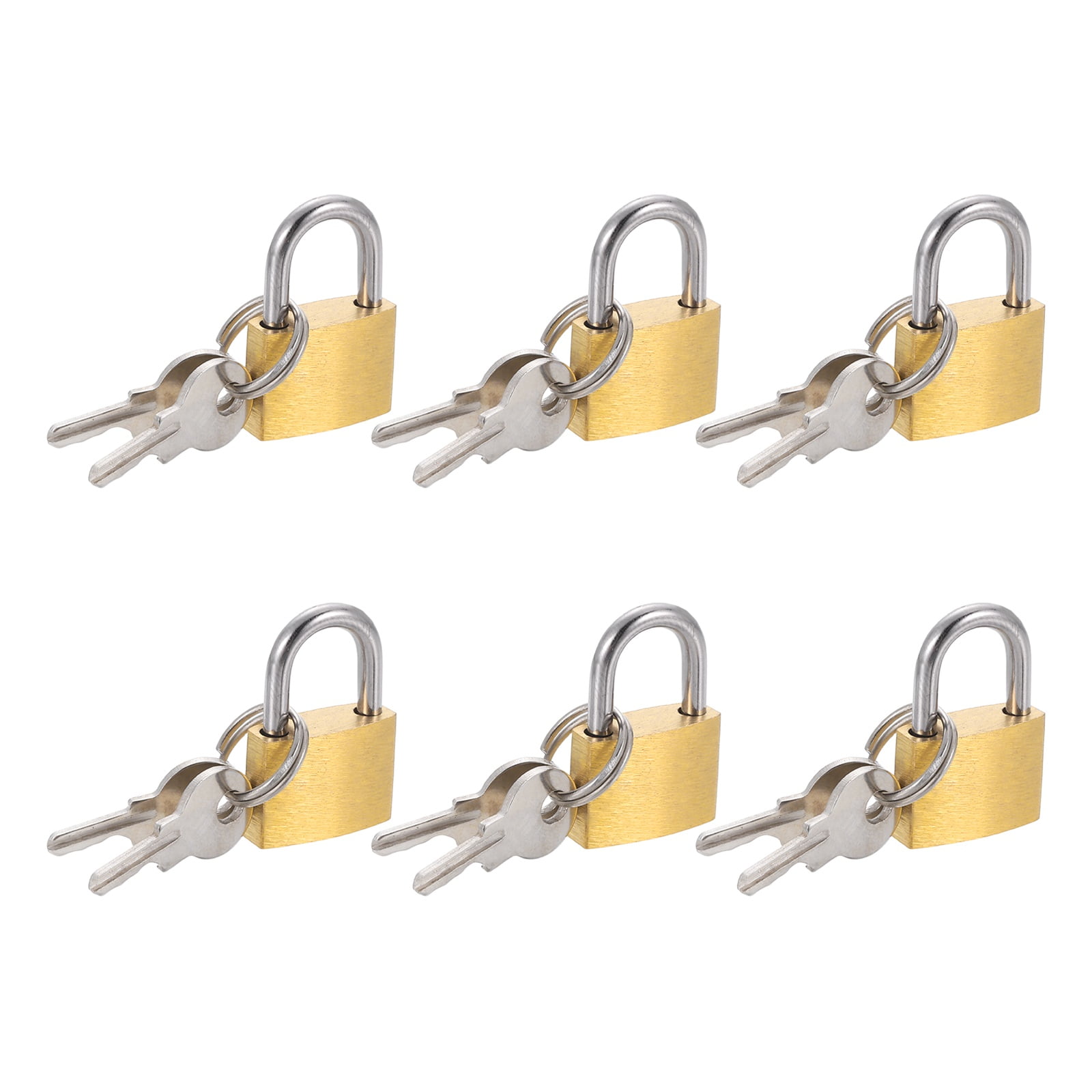 Uxcell Solid Brass Padlock with Keys, 6 Pcs 3/8" Wide Body Waterproof ...