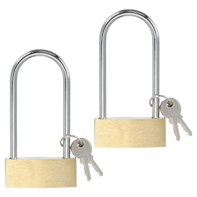 Uxcell Solid Brass Padlocks Keyed Different Long Shackle Lock Padlock ...