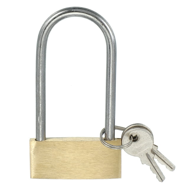 Uxcell Solid Brass Padlocks Keyed Different Long Shackle Lock with Keys ...