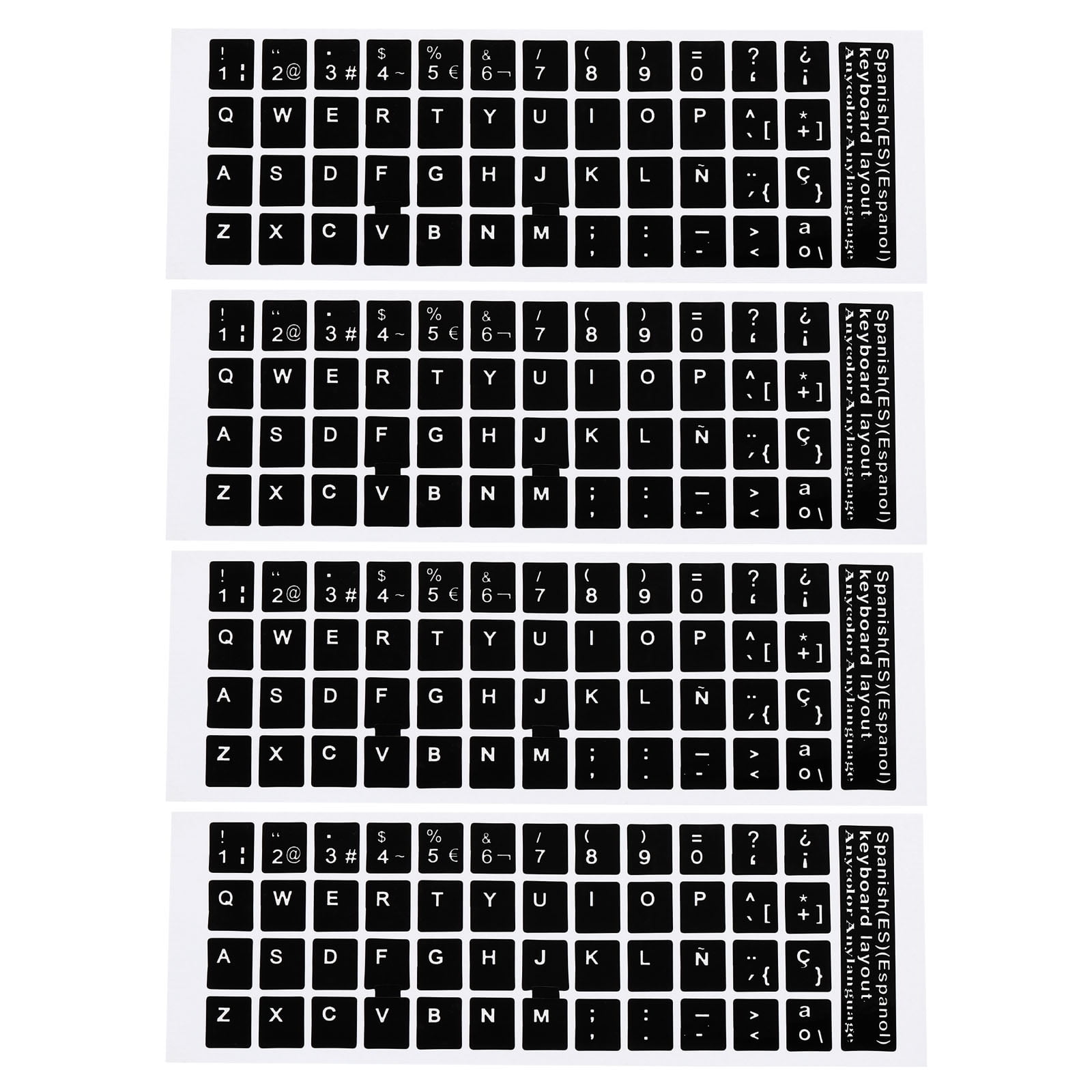 Uxcell Spanish Keyboard Stickers Universal Keyboard Cover Smooth, Black ...