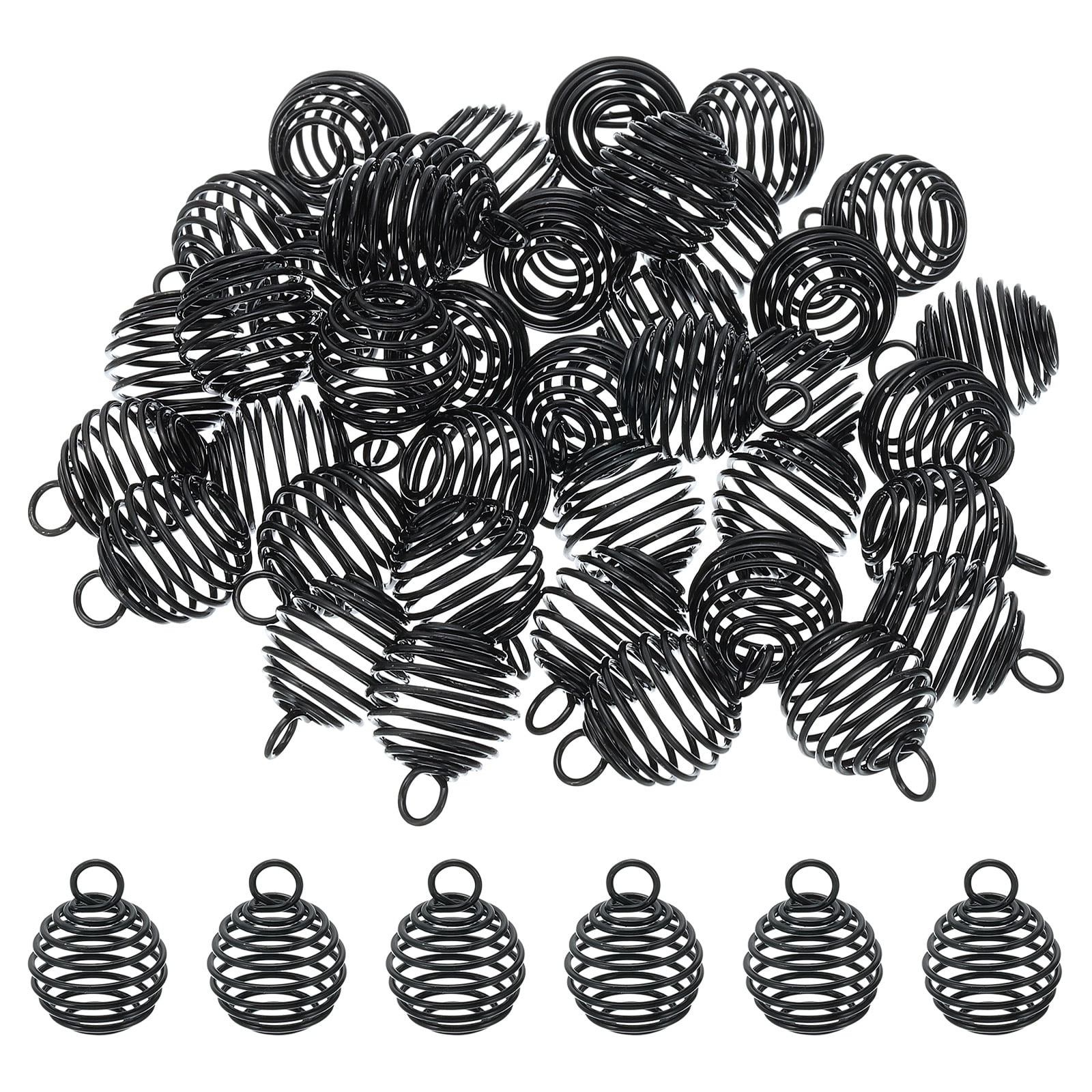 Uxcell Spiral Bead Cages Pendant, 30Pcs 14x15mm Stainless Steel Spring ...