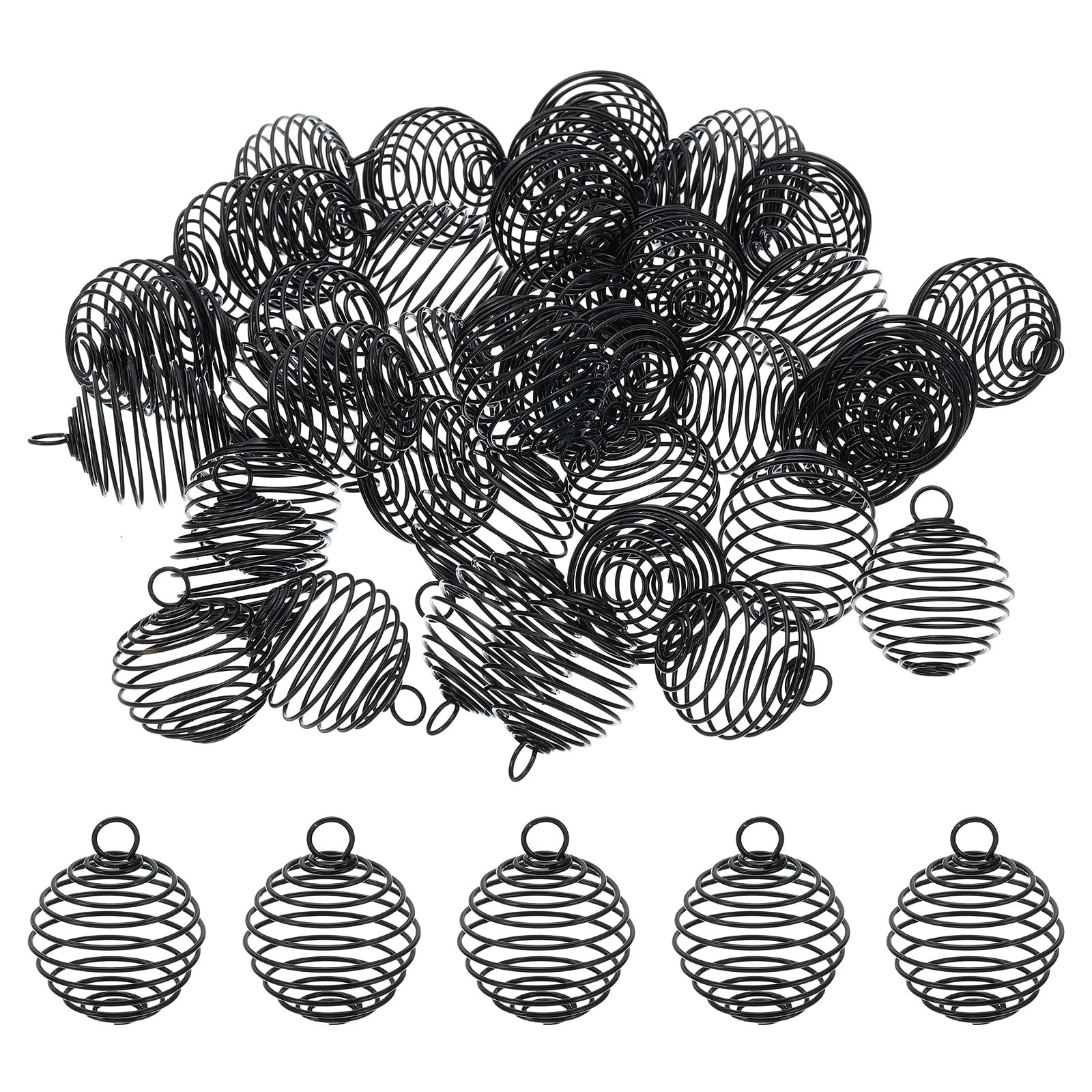 Uxcell Spiral Bead Cages Pendant, 30Pcs 25x30mm Stainless Steel Spring ...