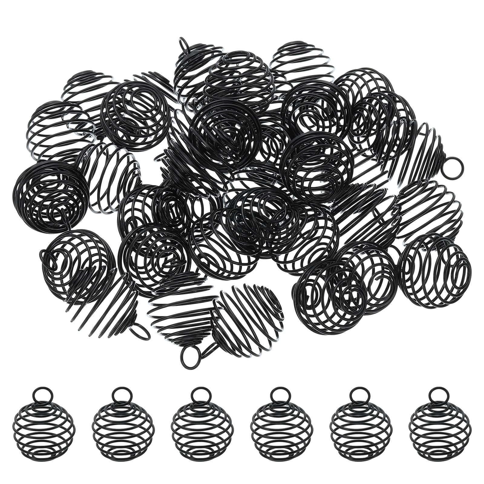 Uxcell Spiral Bead Cages Pendant, 60Pcs 20x25mm Stainless Steel Spring ...
