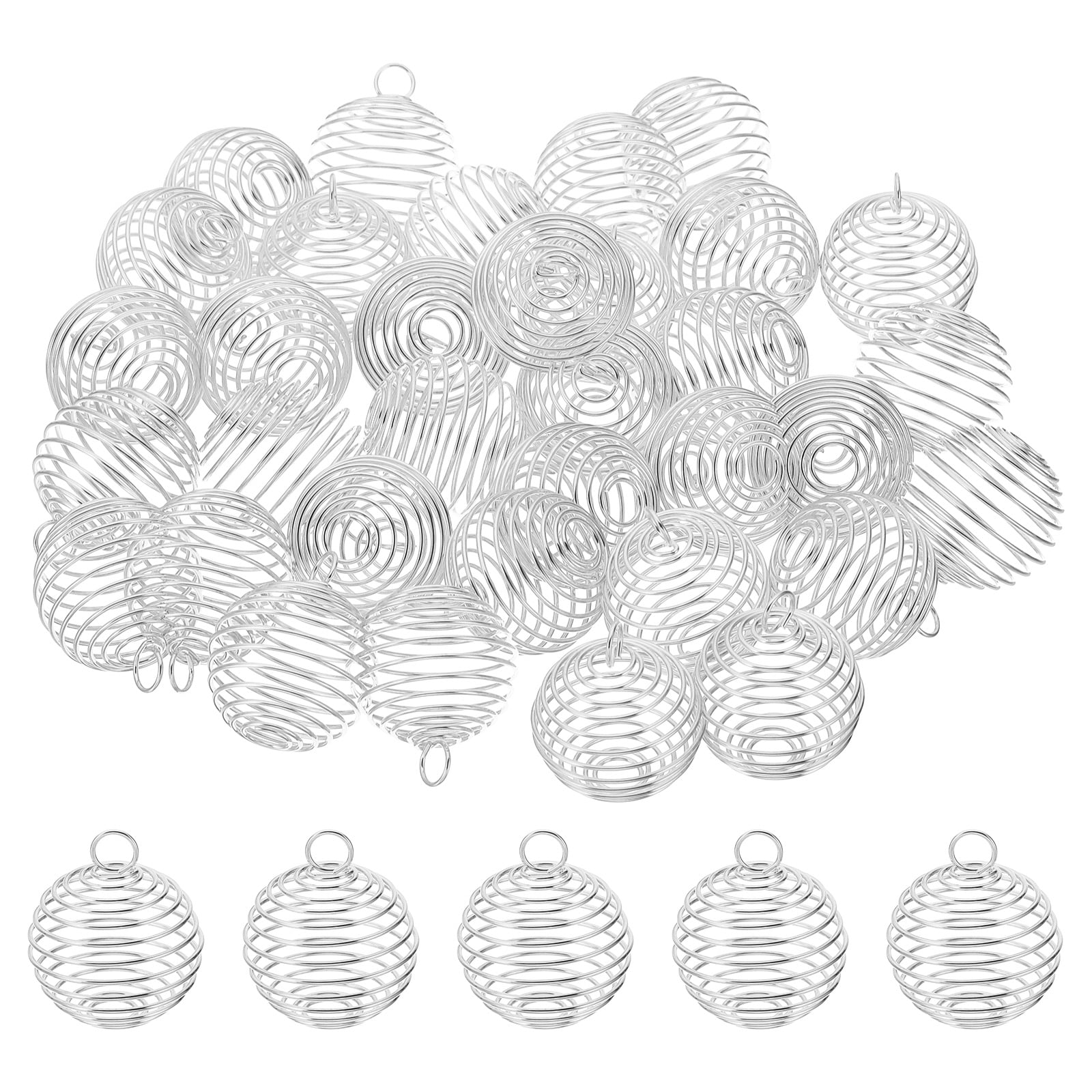 Uxcell Spiral Bead Cages Pendant, 60Pcs 25x30mm Stainless Steel Spring ...